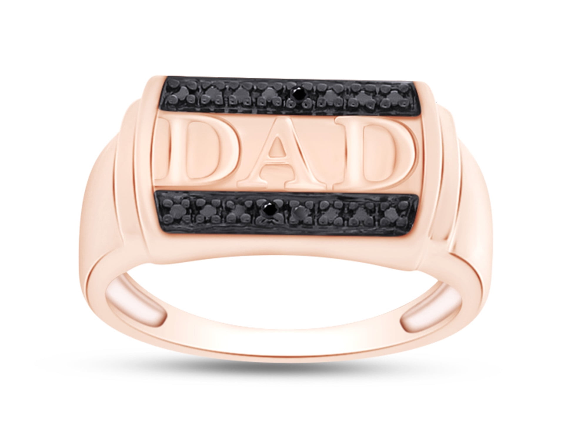 AFFY Enhanced Black Natural Diamond Accent "Dad" Band Ring Mens ...