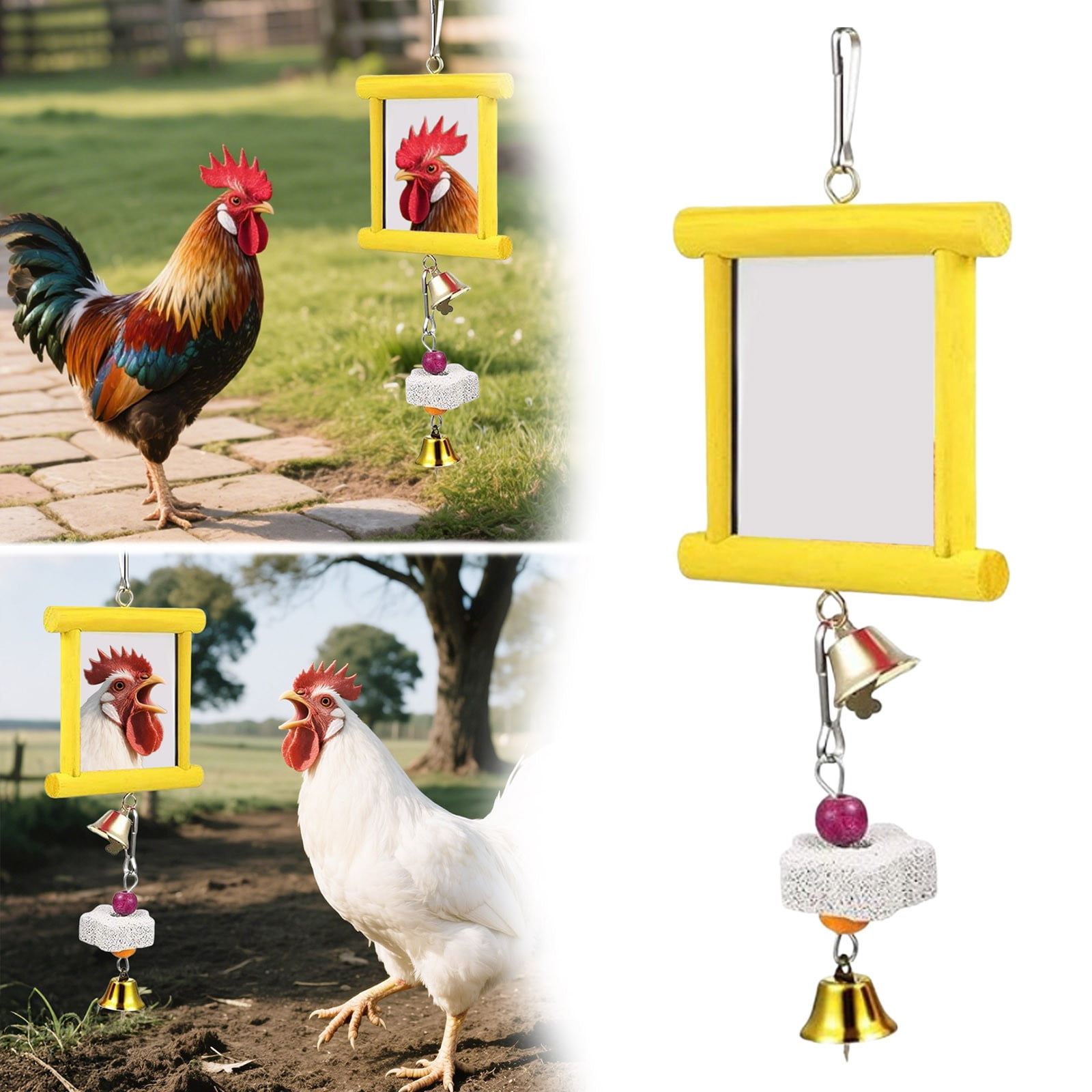 Enhanced Chicken Molar Toy Set for Birds with Swing and Grinding Stones ...