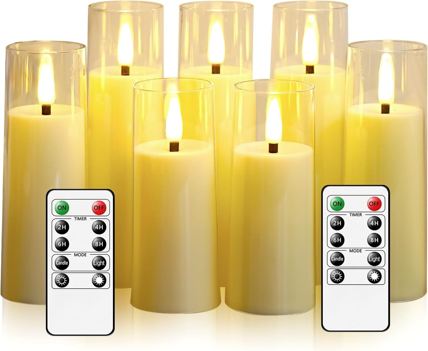 Enhanced Flickering Flameless Candle, LED Acrylic Shell Pillar Candle ...