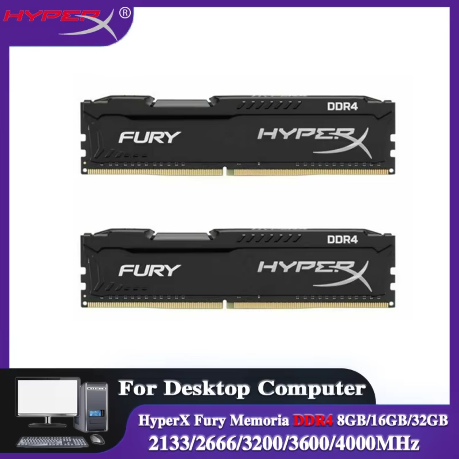 Enhanced Fury Memoria DDR4 Desktop RAM 8GB 16GB 32GB - 21300 25600 High ...