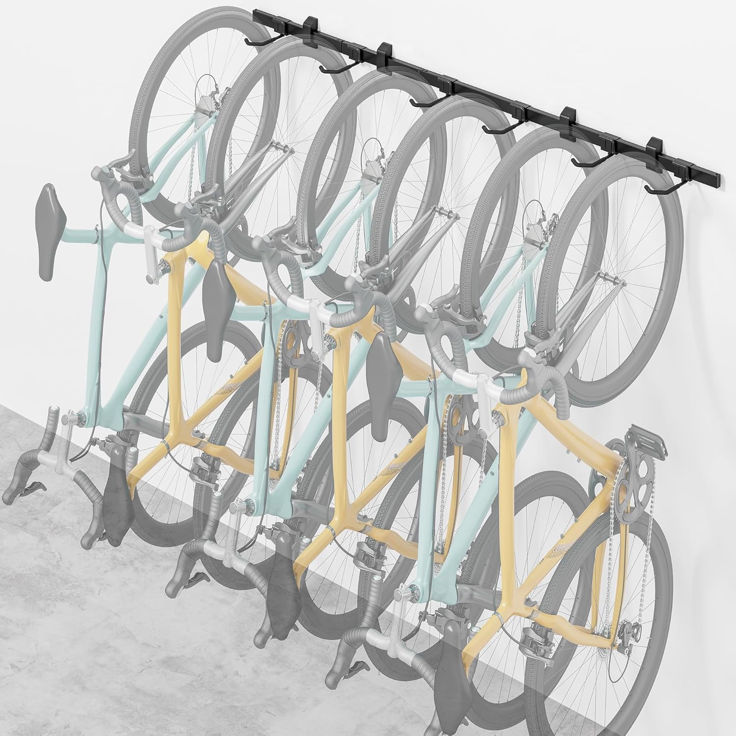 Enhanced Garage Bike Rack, Adjustable 6 Bike Hangers for Garage ...