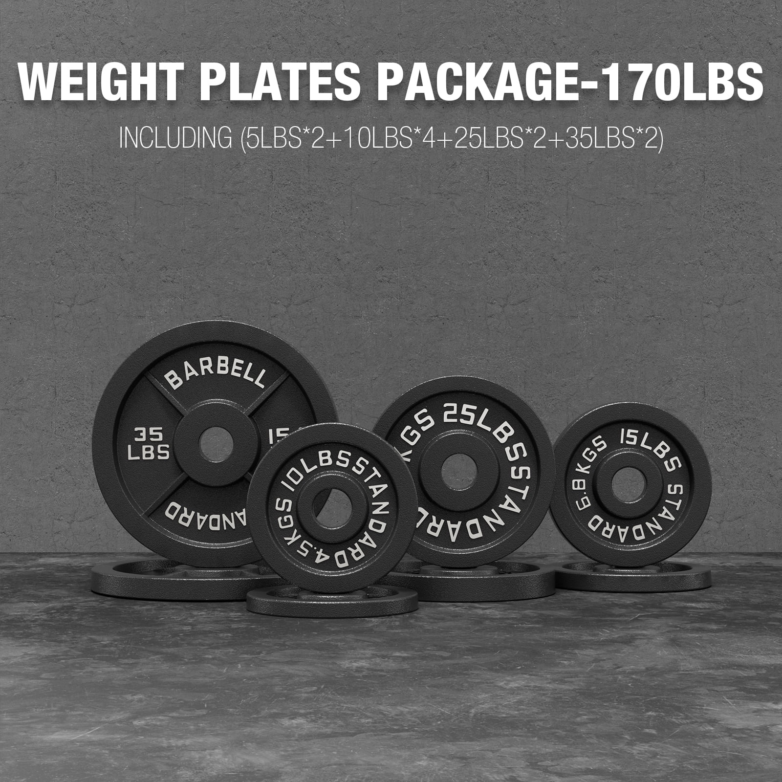 Enhanced Grip Cast Iron Weight Plates Package, Traditional/Classic 2 ...