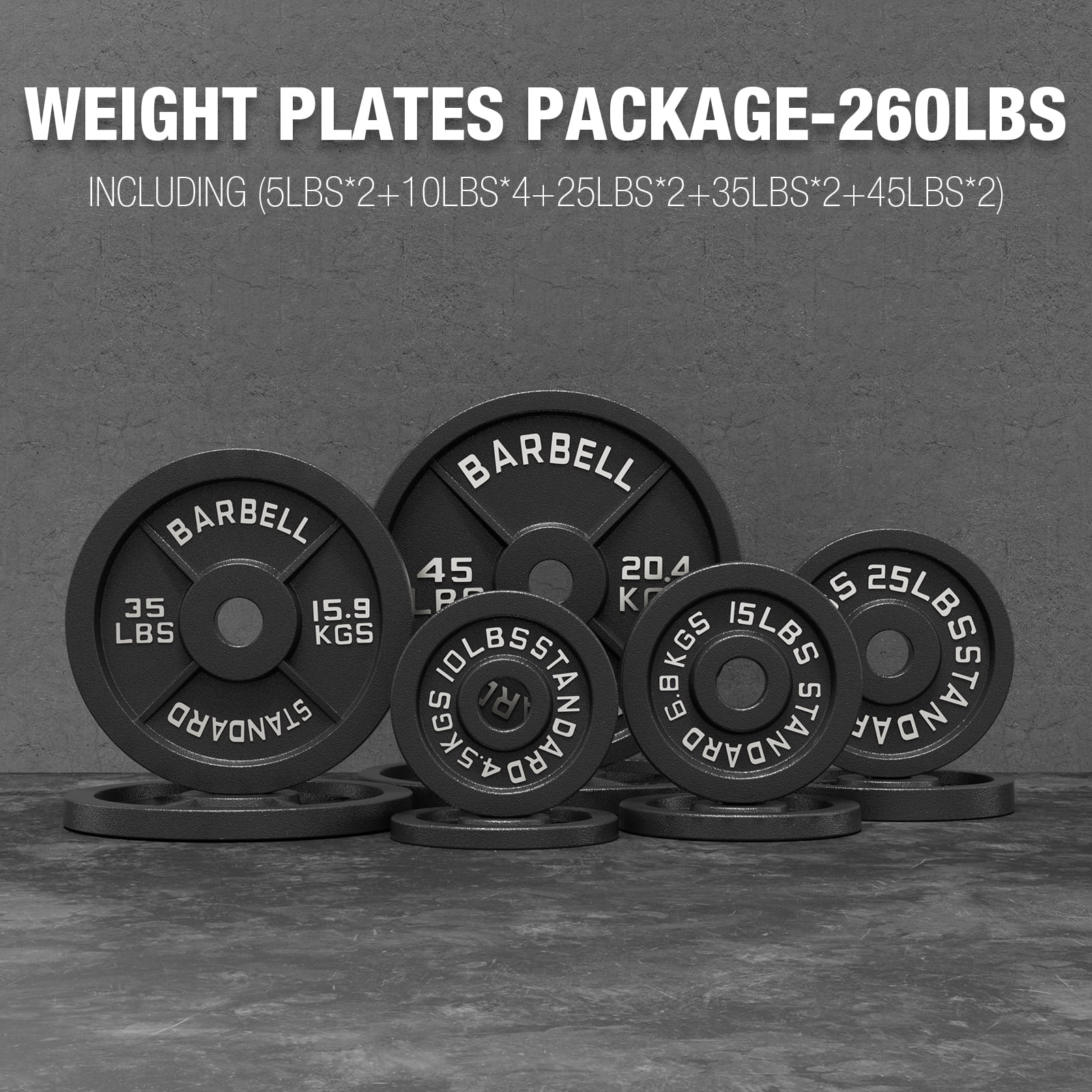 Enhanced Grip Cast Iron Weight Plates Package, Traditional/Classic 2 ...