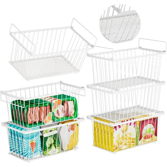Enhanced Leak-Proof Bottom - Freezer Organizer Bins ，6 Pack Stackable ...