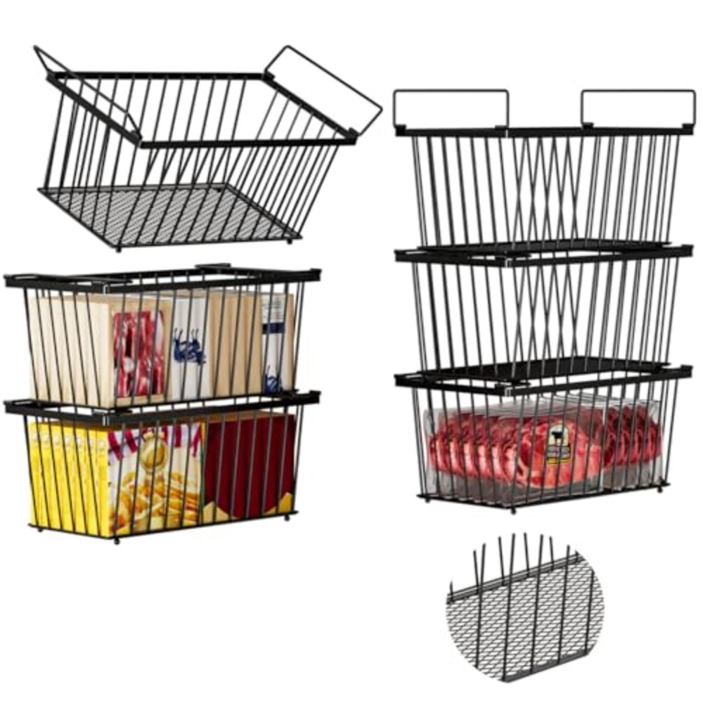 Enhanced Leak-Proof Bottom - Freezer Organizer Bins 6 Pack Stackable ...