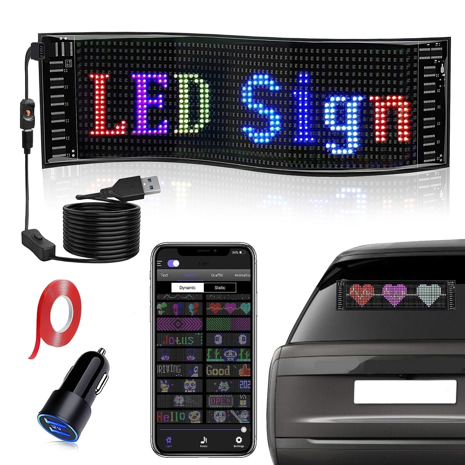 Enhanced Multifunctional LED Sign- 27'' x 5'' [2025 Advanced All-in-One ...