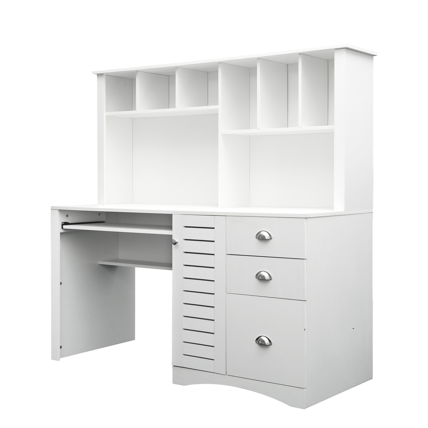 Antiqued White Finish Home Office Computer Desk with Stylish Hutch for ...