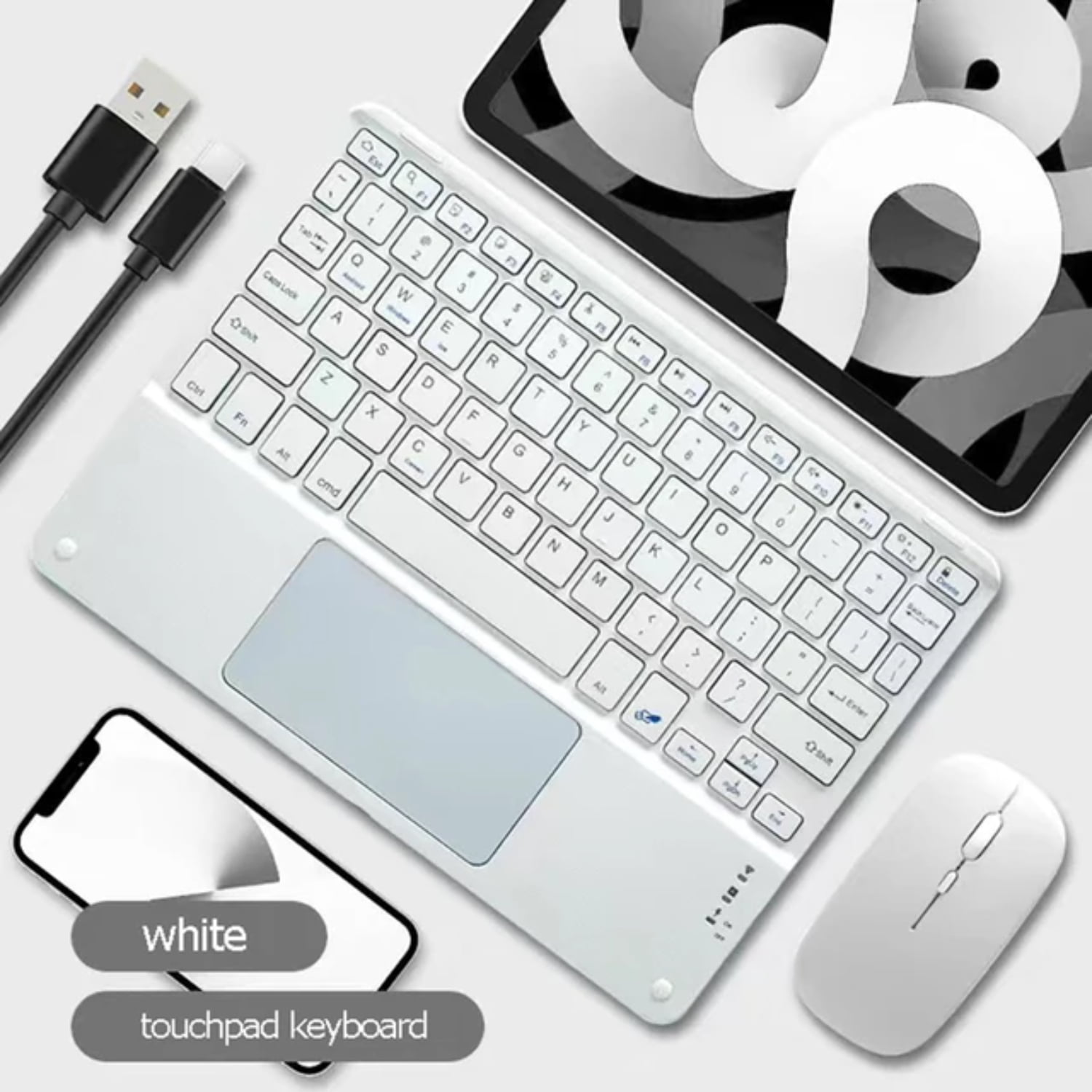 Enhanced Portable Rechargeable Wireless Keyboard with Magnet Touchpad ...