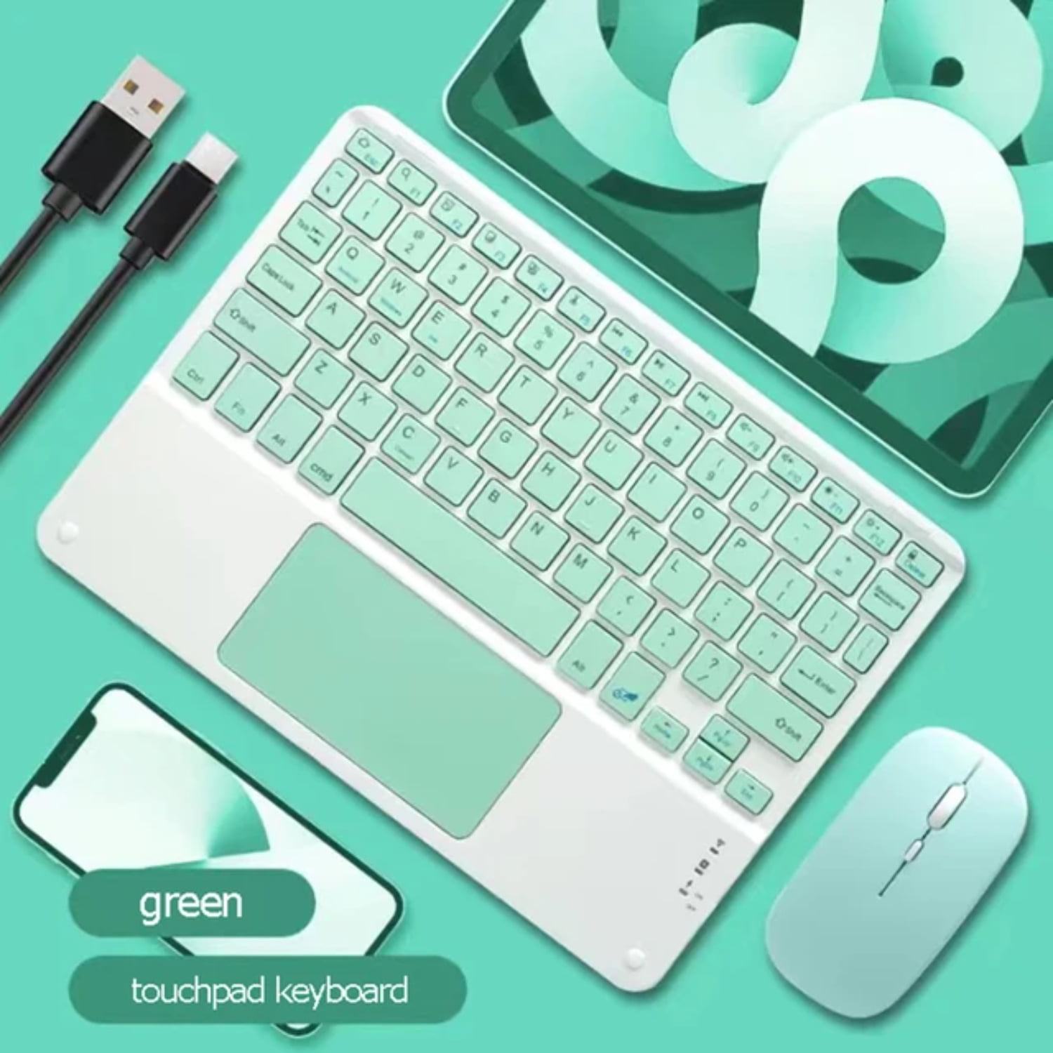 Enhanced Portable Rechargeable Wireless Keyboard with Magnet Touchpad ...
