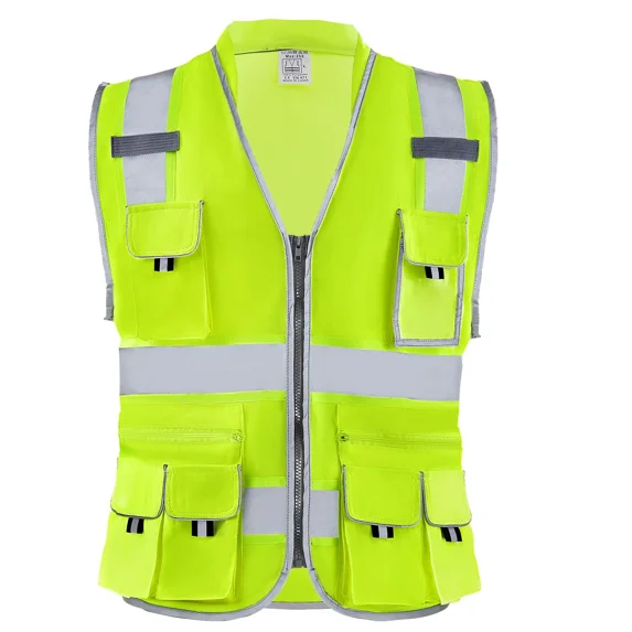 Enhanced Reflective Safety Vest - Bright Yellow Work Vest with 10 Multi ...