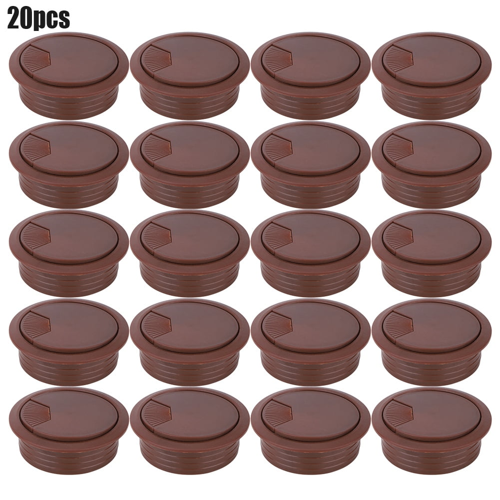 Enhanced Round Wire Hole Covers for Desks & Tables Dark Brown Cable ...
