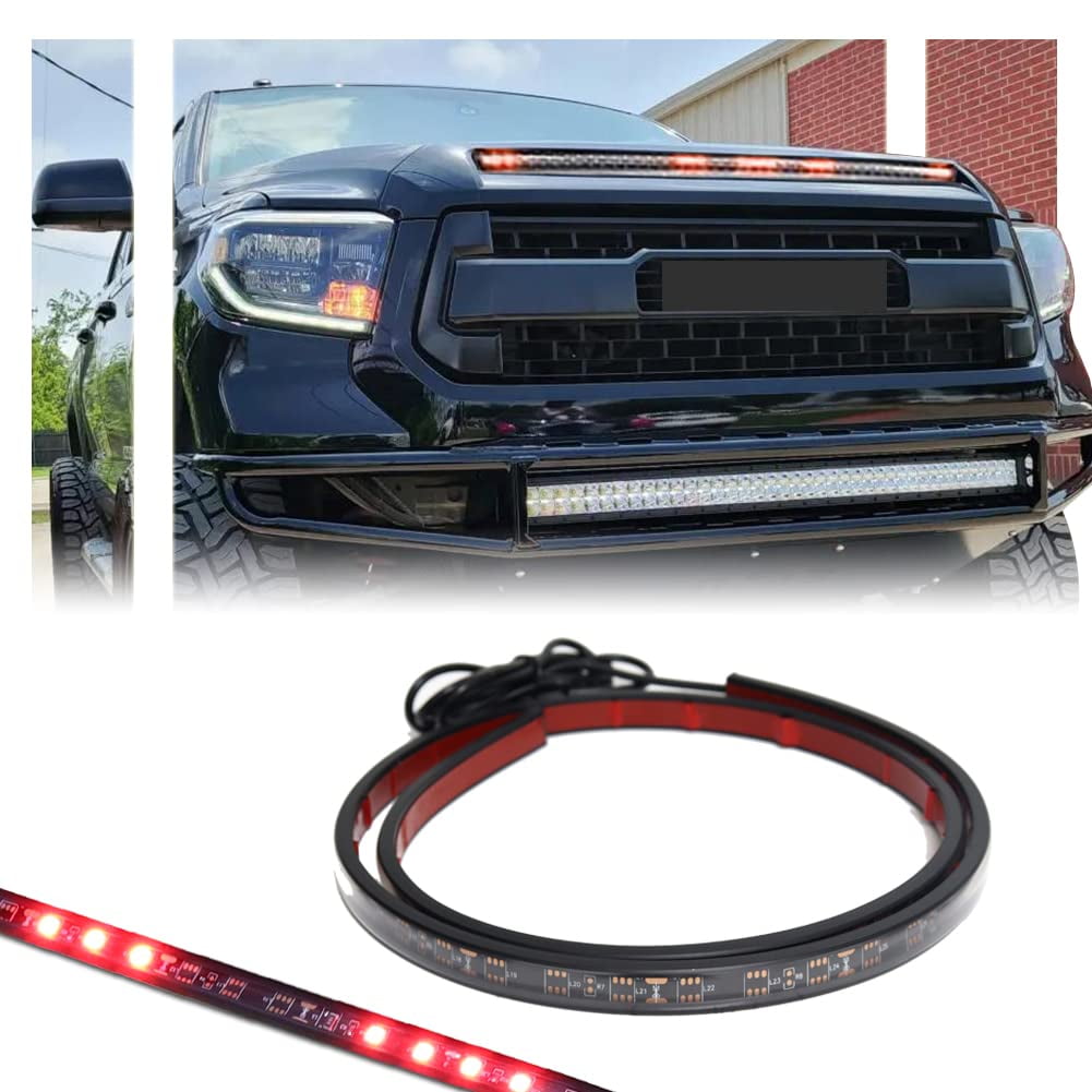 [Enhanced Style & Visibility] YPF5 5-Bar Xenon Red 15-LED Hood Behind ...