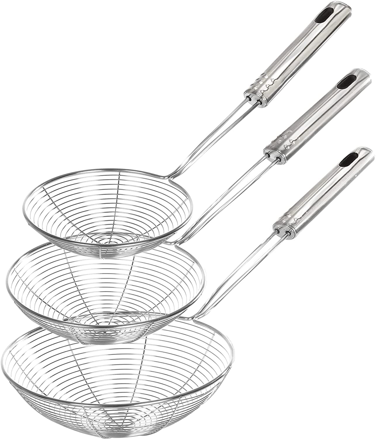 Enhanced Version Stainless Steel Spider Strainer Skimmer Ladle, Set of ...