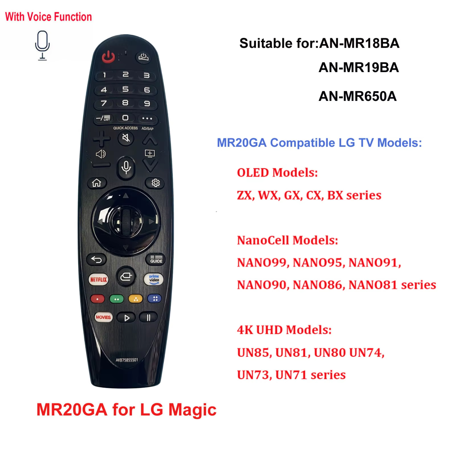 Enhanced Voice Magic TV Remote Control for AN-MR18BA AN-MR19BA MR20GA ...