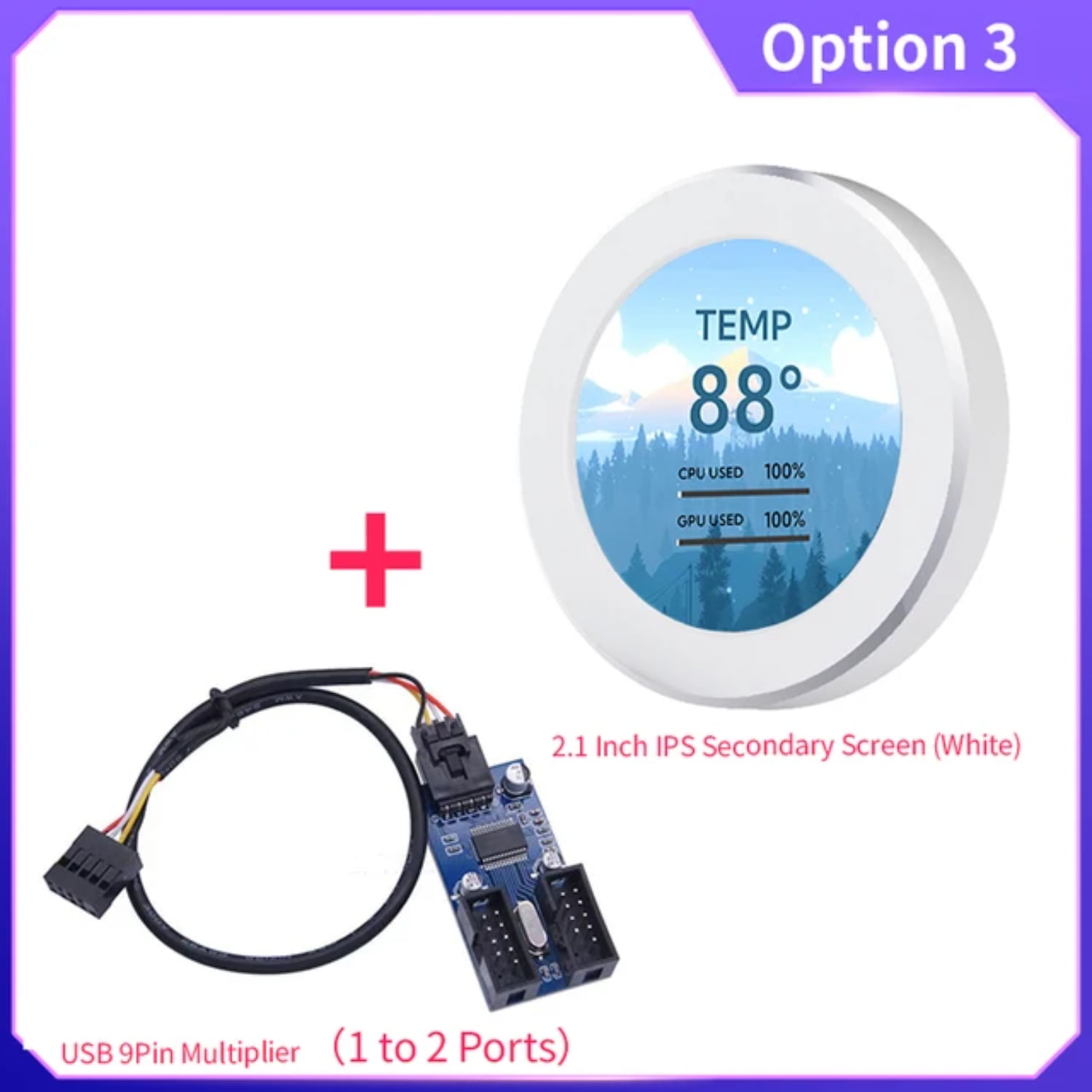 Enhanced 2.8 Inch IPS Round LCD Display with Water-Cooled USB - Enhanced Monitoring of CPU GPU ...