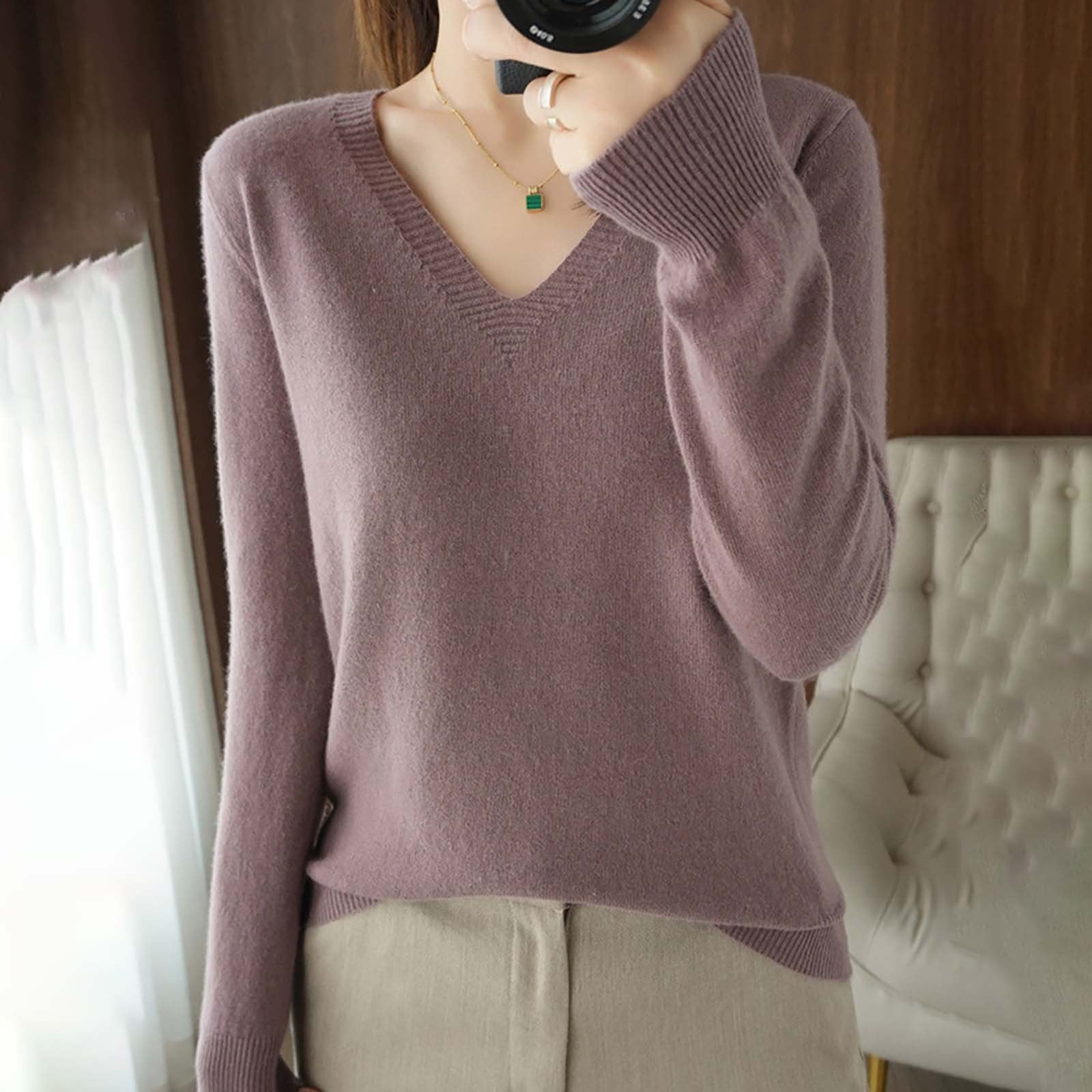 Enhedi Womens Sweaters, V Neck Sweaters for Women Light Sweaters for ...