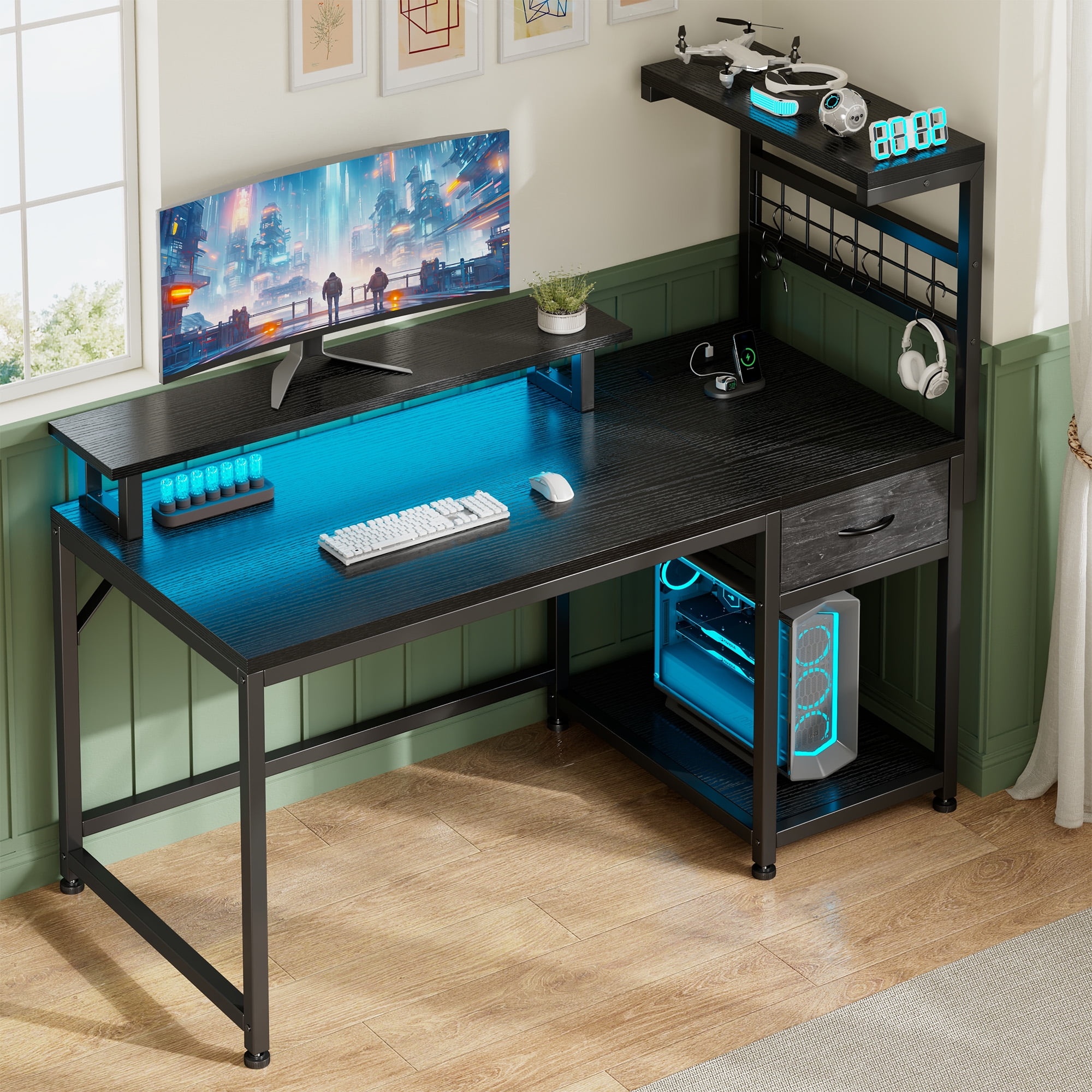 Enhomee 39.4 Inches Desk with Power Outlets Homing Desk for Small Space ...