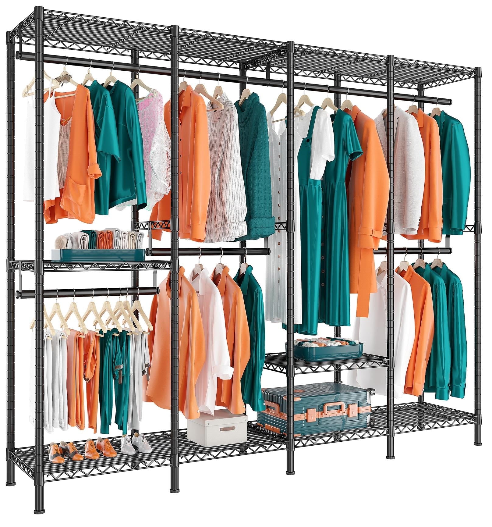 EnHomee Clothes Rack, Heavy Duty Garment Rack 985 LBS, Portable Metal ...