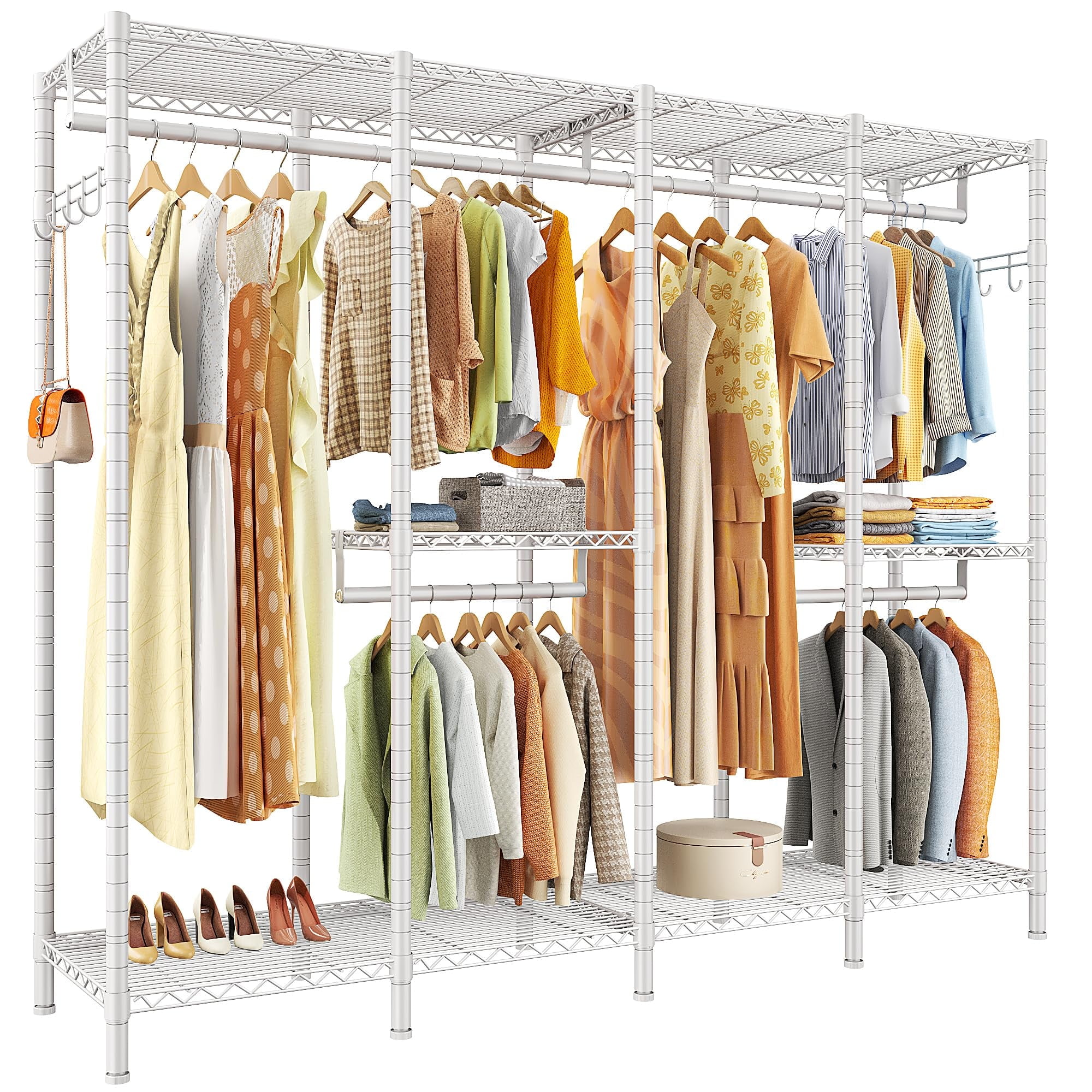 Enhomee Clothes Rack Heavy Duty Clothing Racks for Hanging Clothes ...