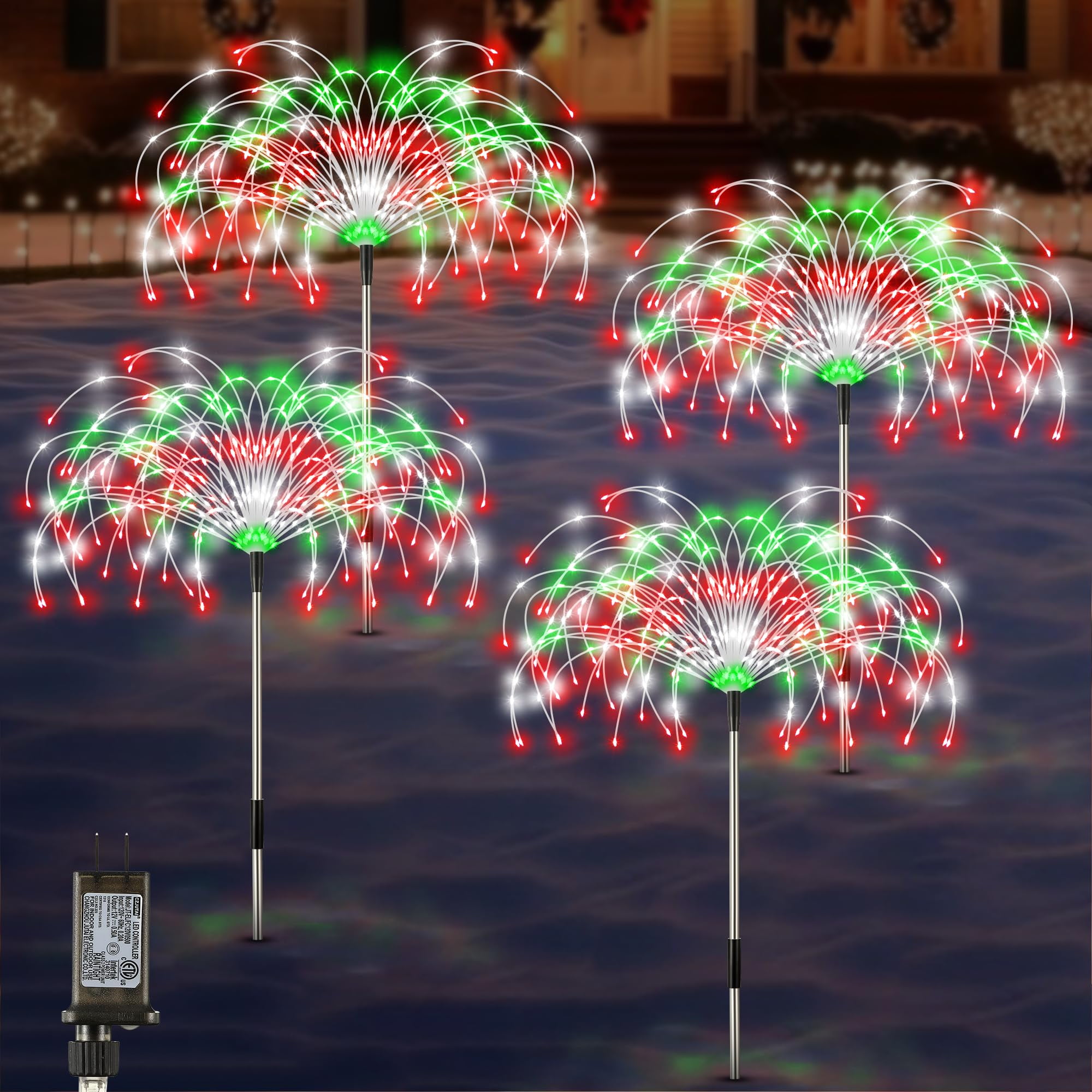 Enhon 4 Pack Plug in Christmas Pathway Firework Lights, 1440 LED ...