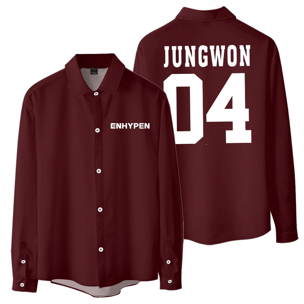 Enhypen World Tour FATE JUNGWON 04 Merch Women Blouse Men's Shirts Long ...