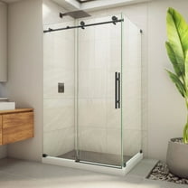 VIGO Winslow 34 in. L x 46 in. W x 74 in. H Frameless Sliding Rectangle Shower Enclosure in ...