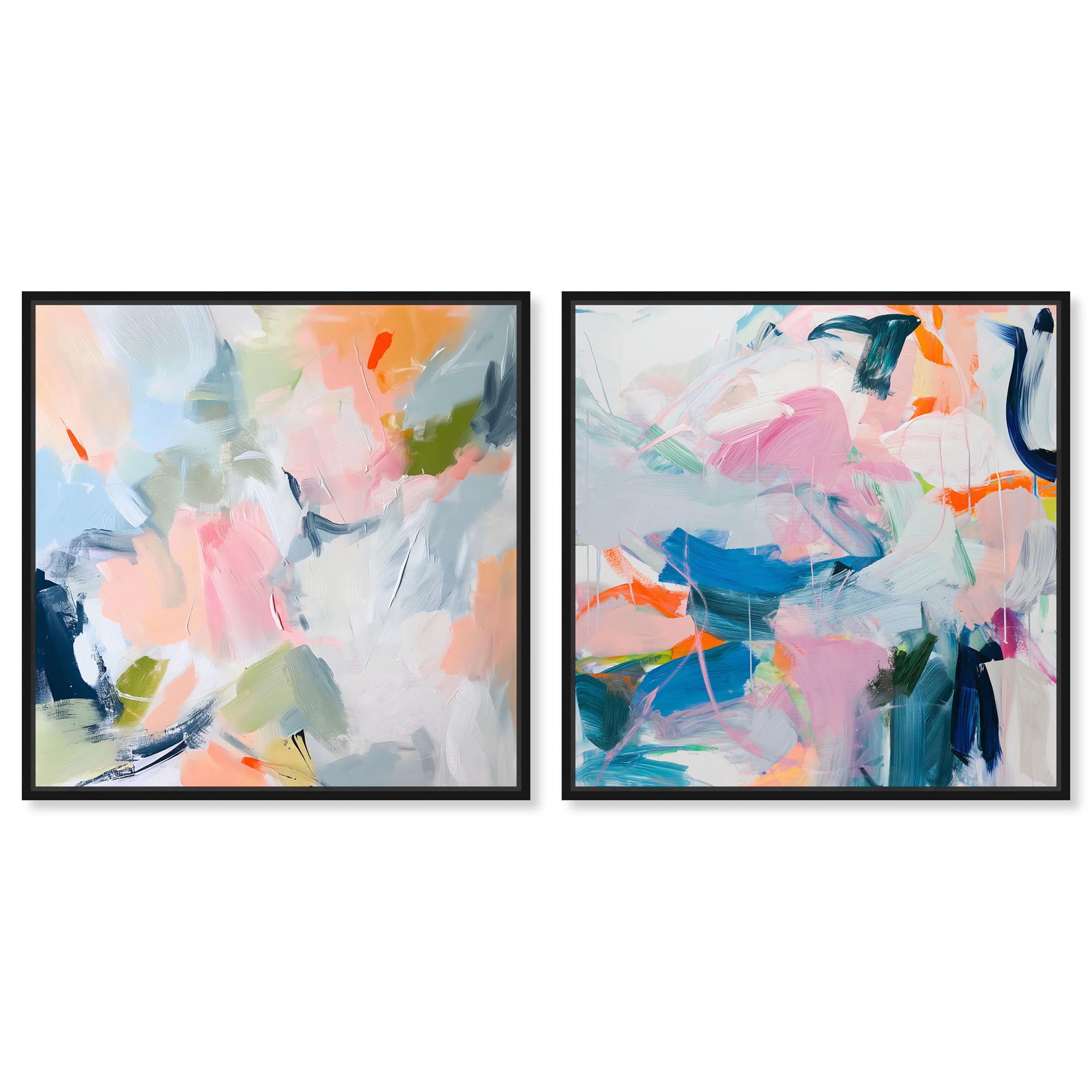 Enigma in Paint Set Canvas Set of 2 Dopamine Decor Art by Art Remedy, Black Frame, 24 x 24 ...