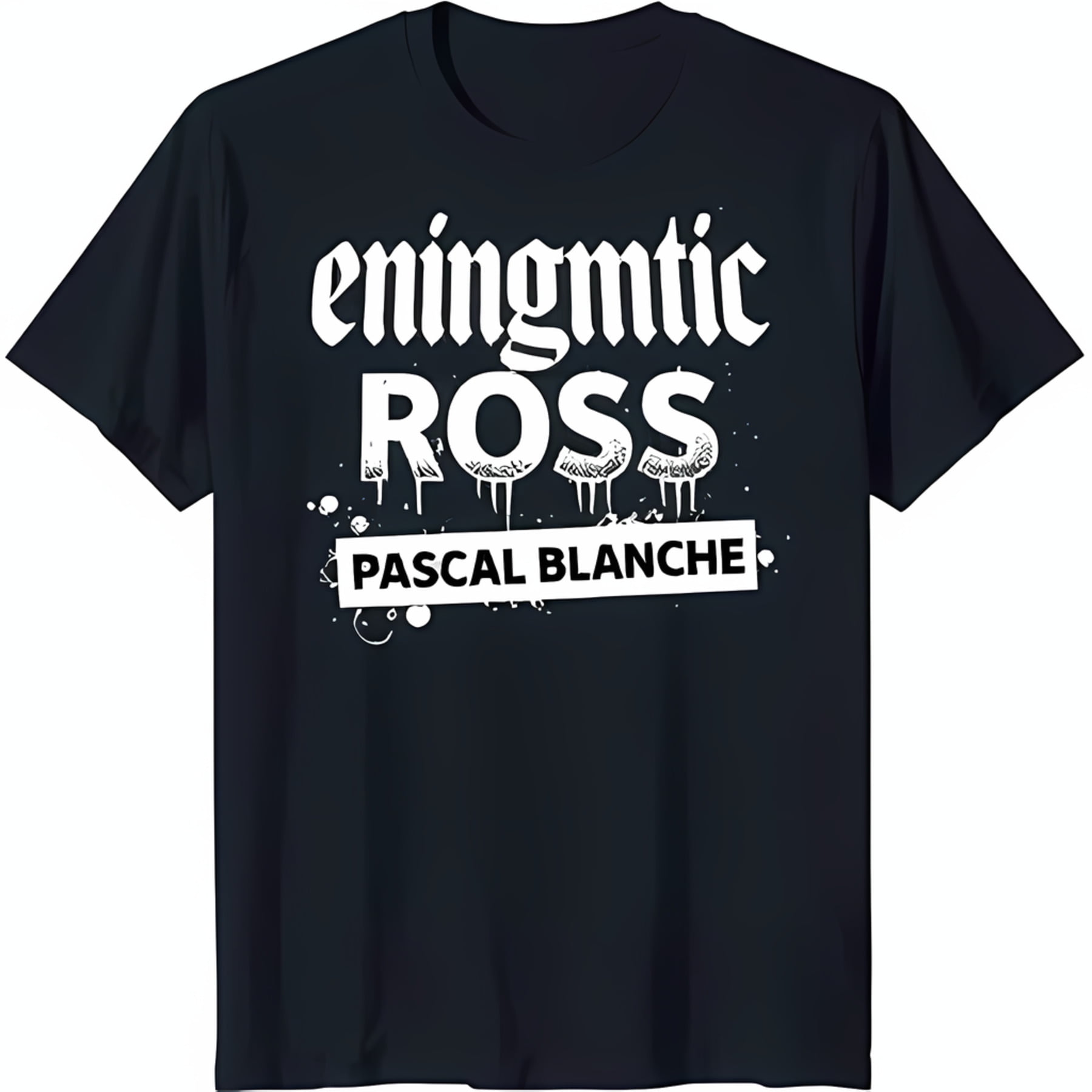 Enigmatic Gothic Black T-Shirt with Bold 'ROSS PASCAL BLANCHE' Design - Walmart.com