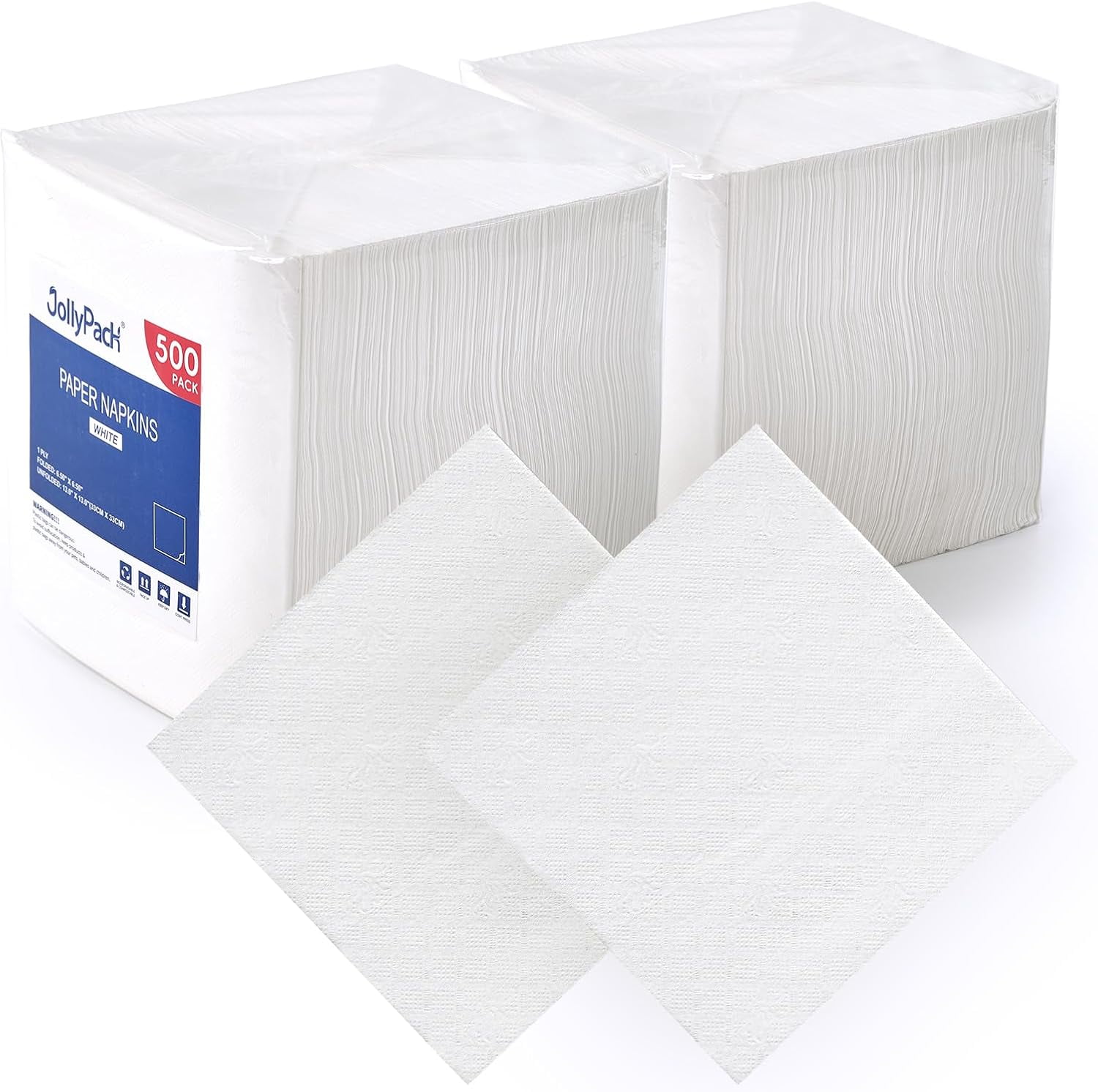 EnjinZZ 1000 Count White Paper Napkins - 1-Ply 6.5 x 6.5 Folded Bulk ...