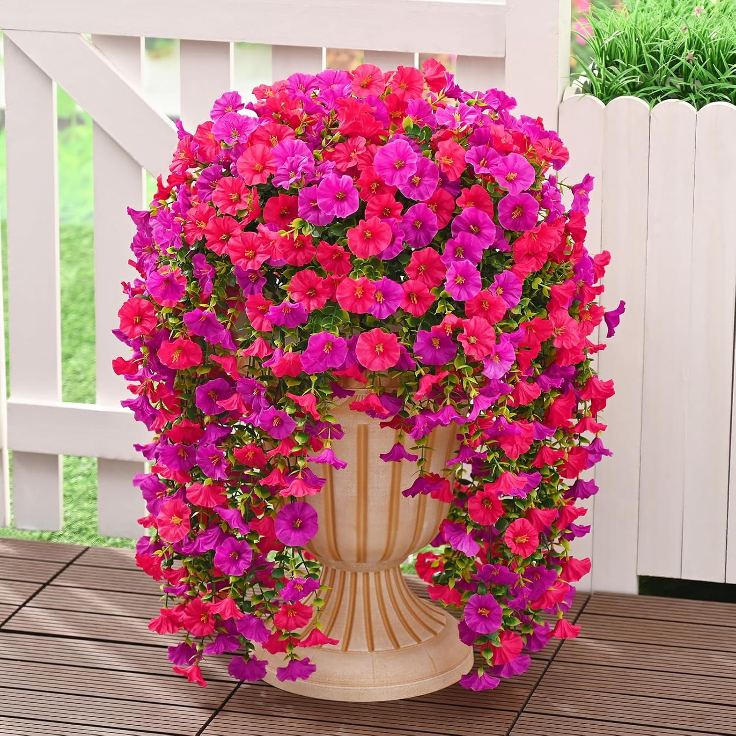 EnjinZZ 2 Packs Look Real Artificial Flowers for Outdoors, Fake ...