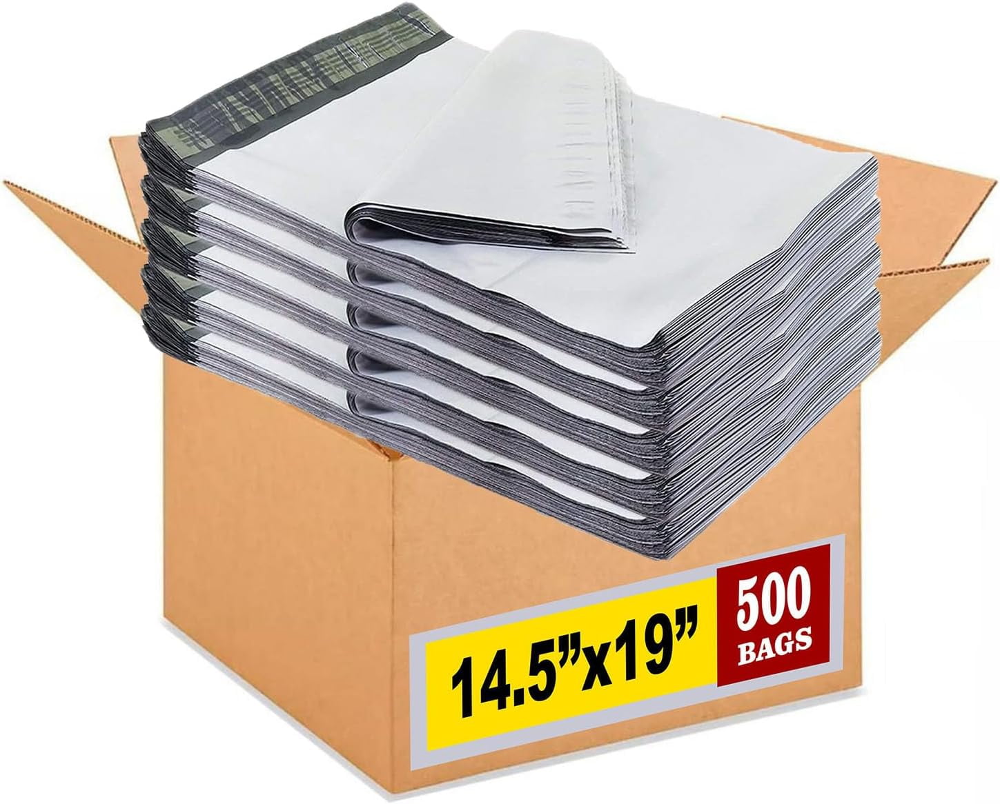 EnjinZZ (500-Pack) Poly Mailers 14.5x19 Inch ML Size #6 White Color ...