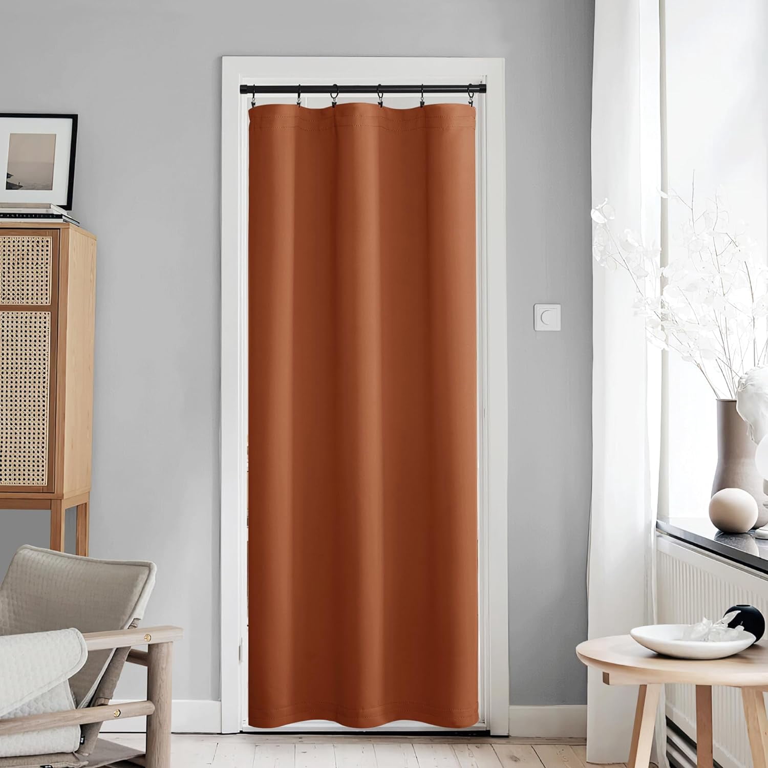 EnjinZZ Burnt Orange Curtain for French Door - Thermal Insulated Room ...