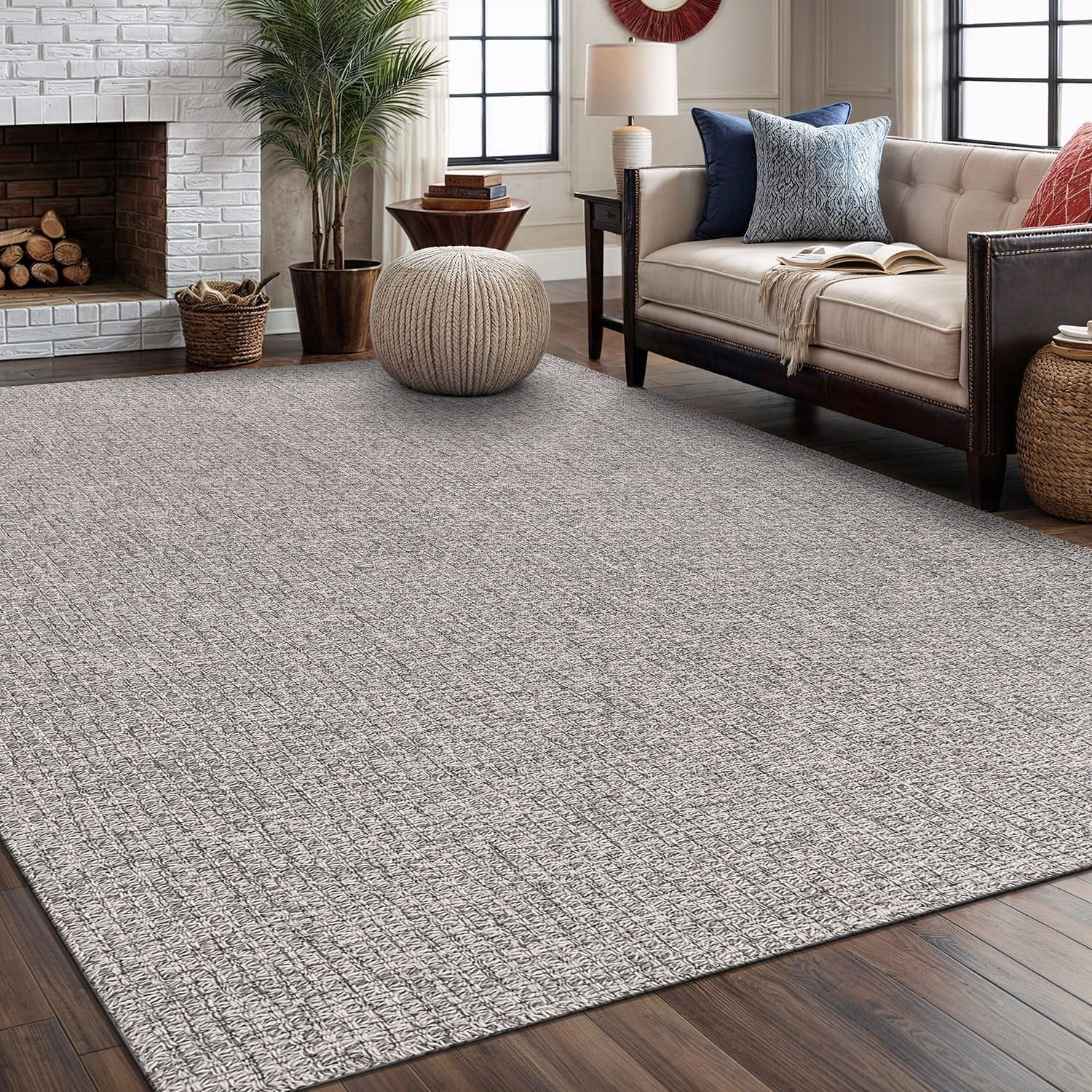 EnjinZZ Easy Jute Rug, 4x6, Beige, Indoor, Outdoor, Natural, Solid ...