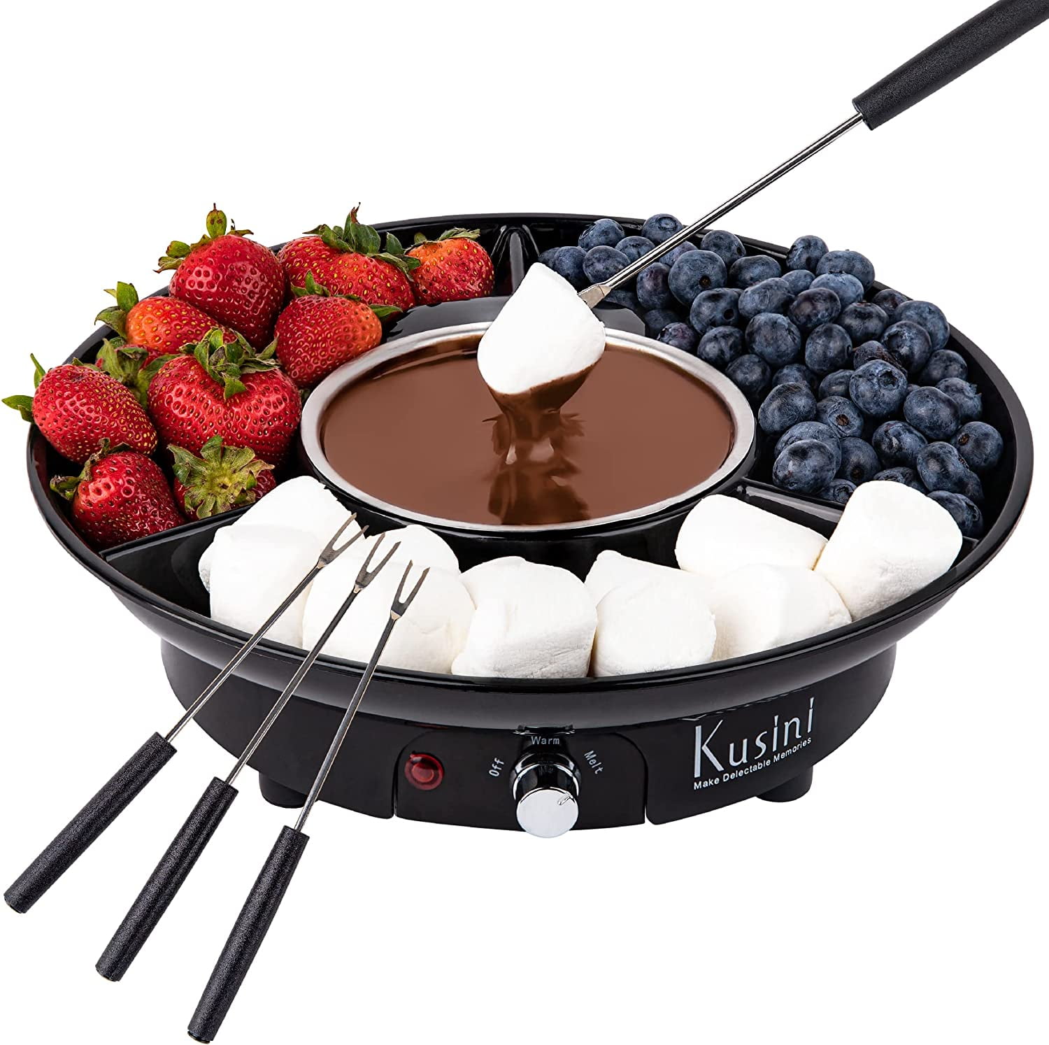 EnjinZZ Electric Fondue Pot Set - Chocolate Fondue Kit - Temperature ...