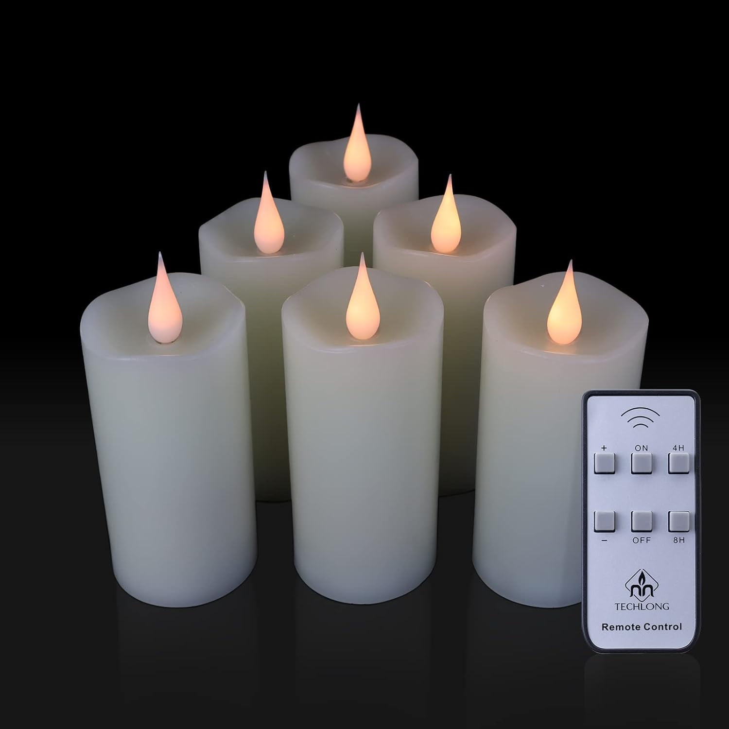 EnjinZZ Flickering Flameless Candles with 3D Moving Flame, 6 Pack ...
