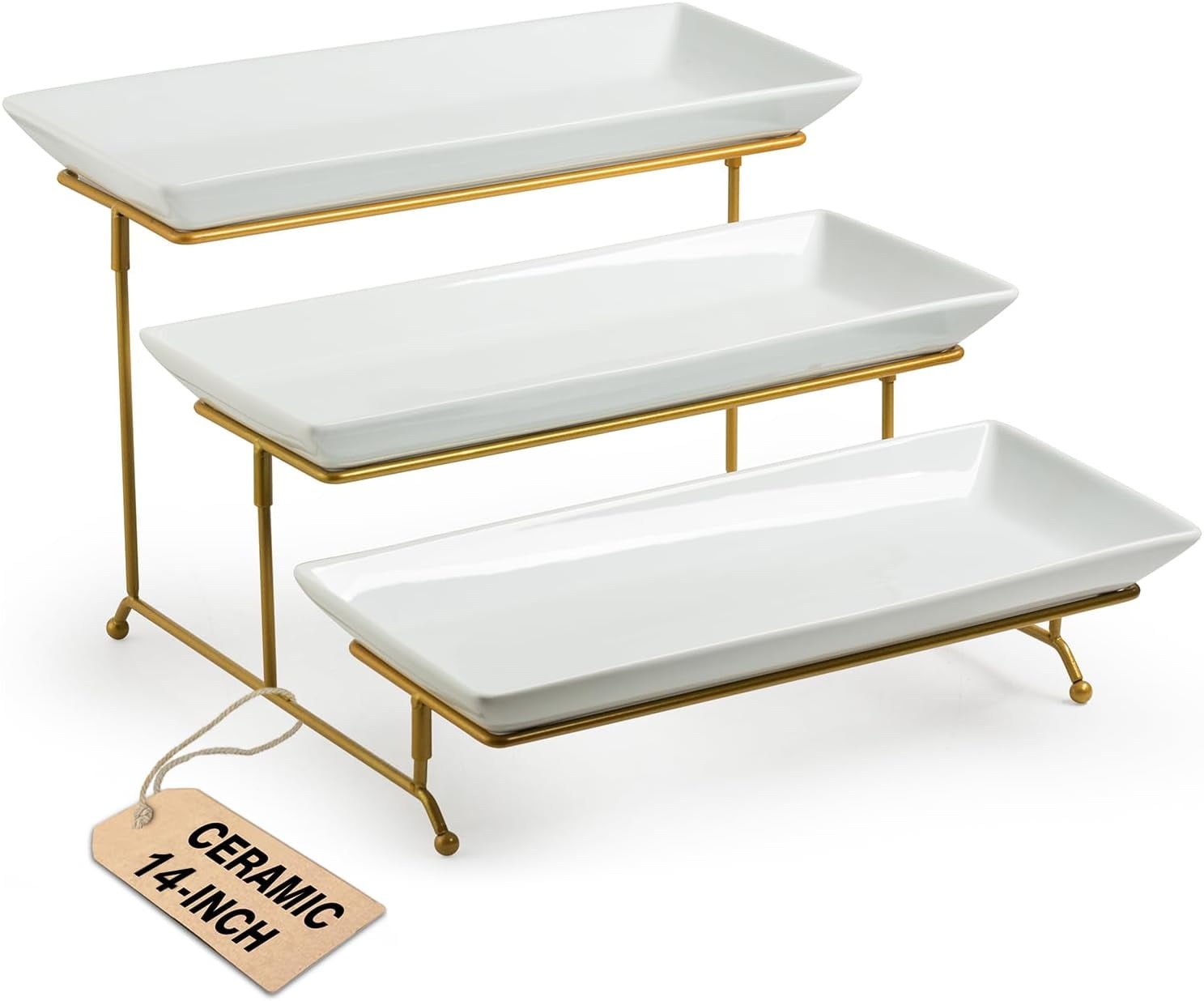 EnjinZZ Large 3 Tier Serving Stand Tiered Serving Trays Collapsible ...