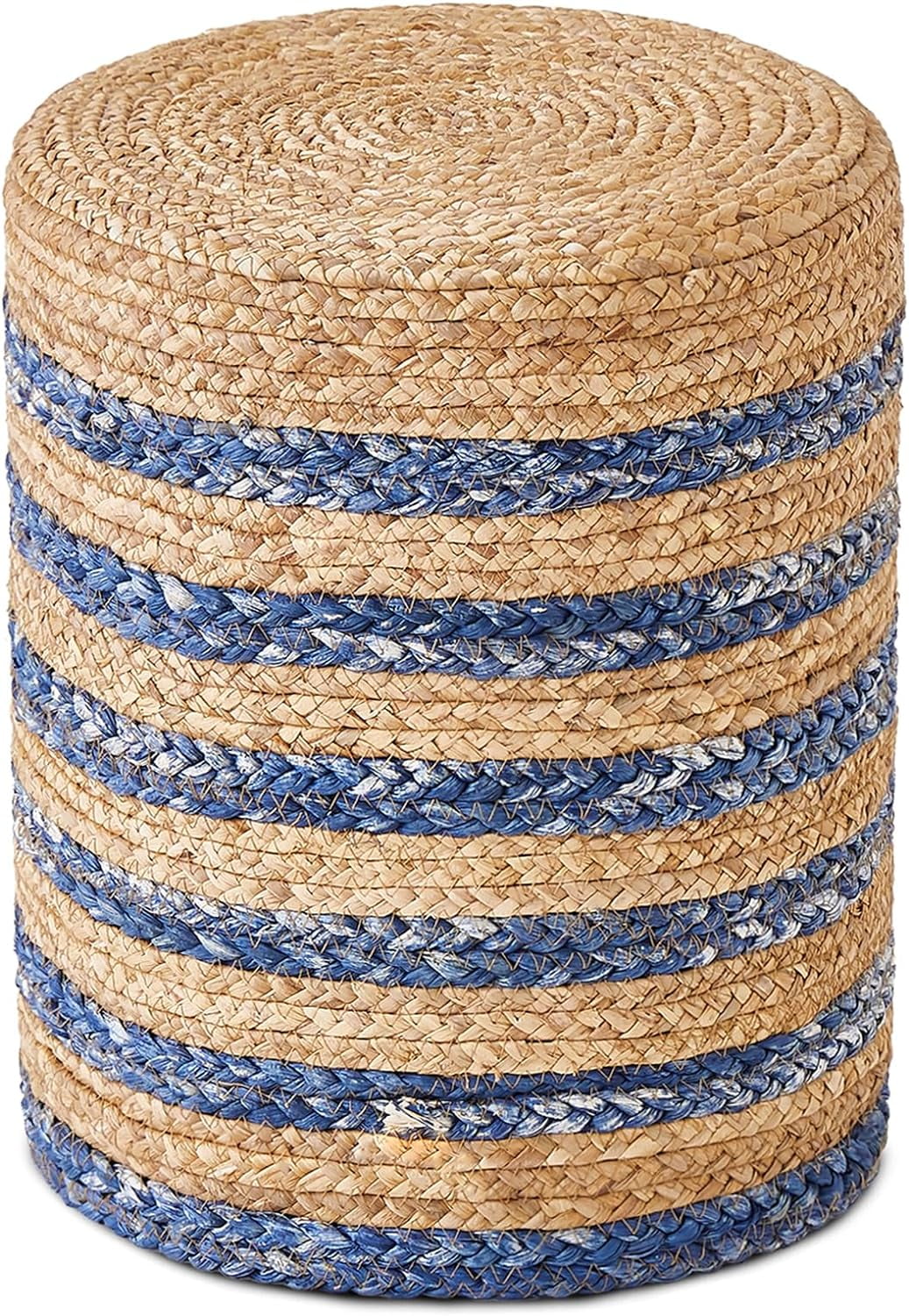 EnjinZZ Ottoman Natural Seagrass Foot Rest Stool Hand Weave Round Foot ...
