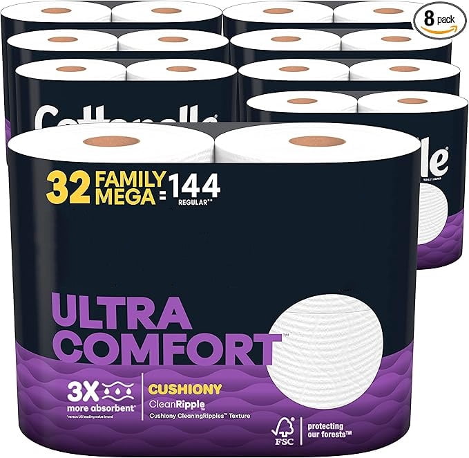 EnjinZZ Ultra Comfort Toilet Paper with Cushiony CleaningRipples, 2 ...