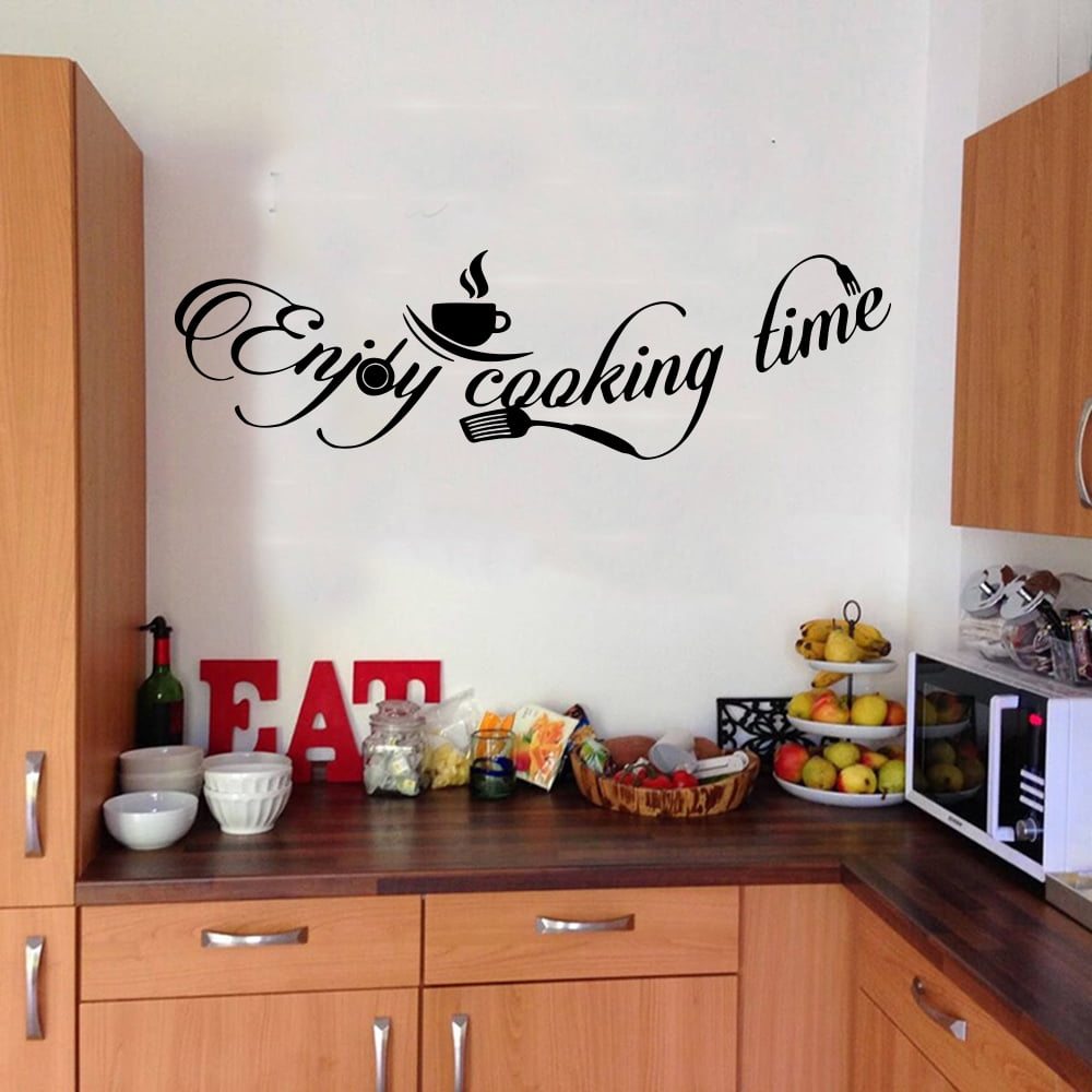 Enjoy Cooking Time Kitchen Wall Sticker Decal Resturant Cooker Chef ...