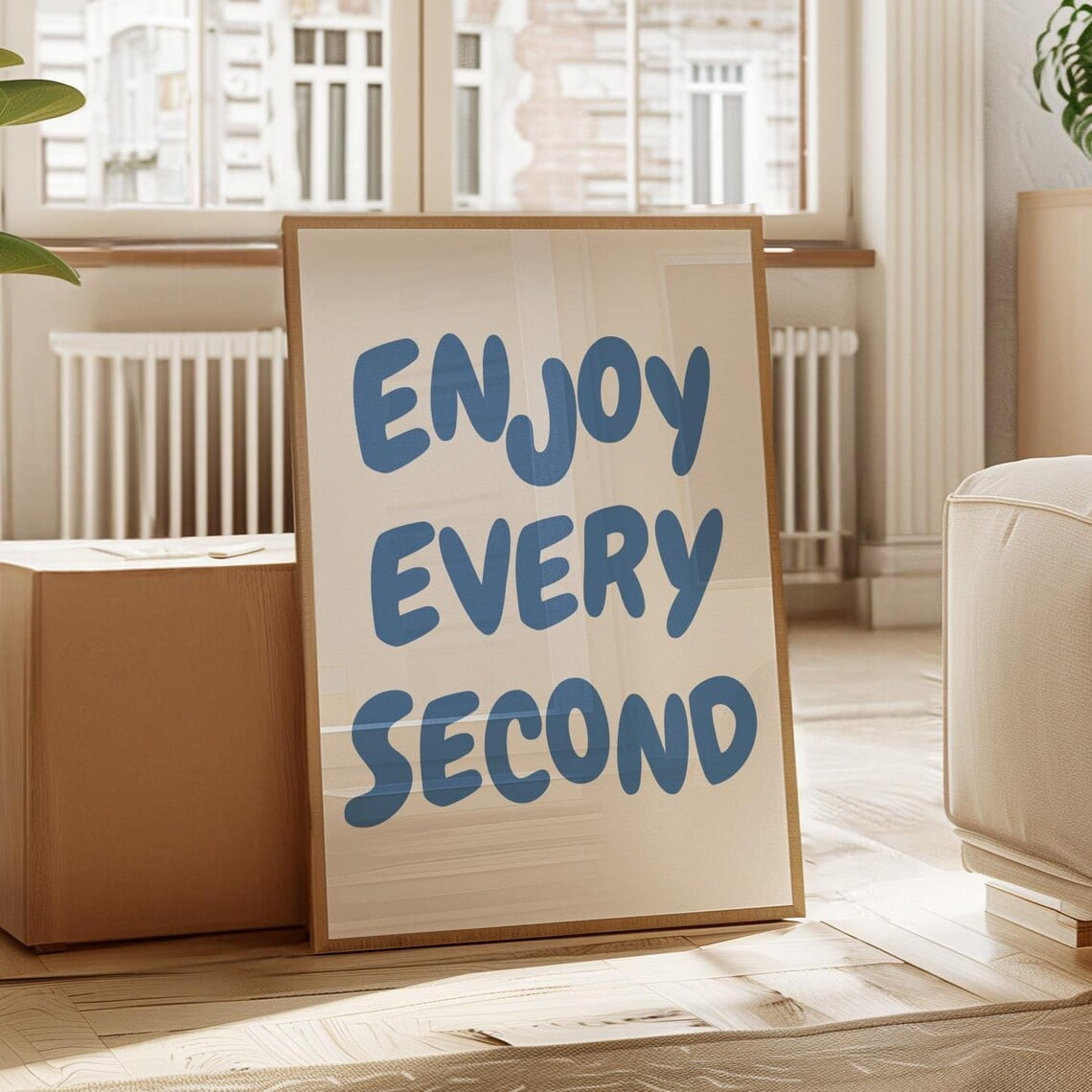 Enjoy Every Second Uplifting Quote Print Inspirational Wall Art Light ...