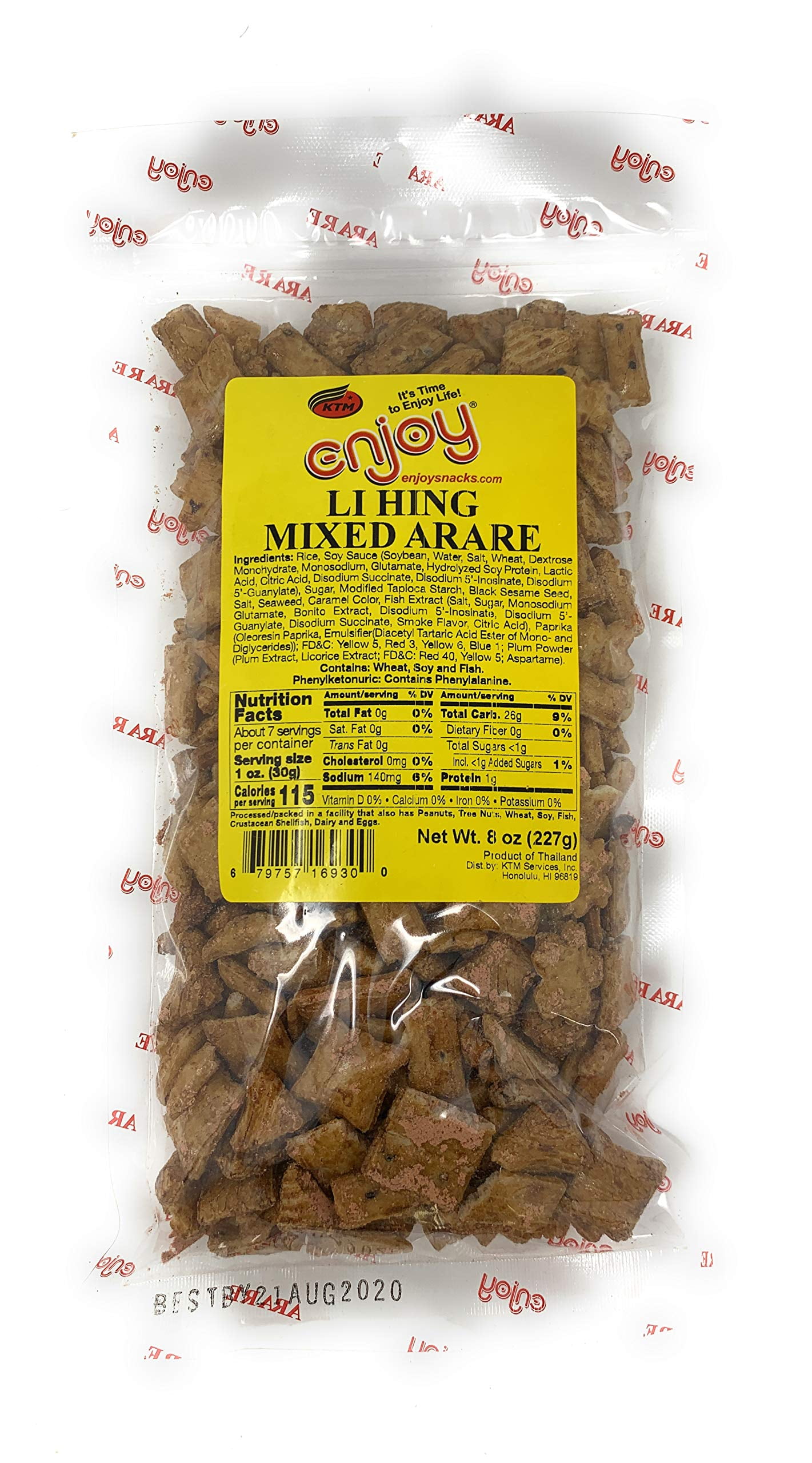 Enjoy Hawaii Snacks Li AKF18 Hing Mixed Arare Rice Crackers 8 oz ...