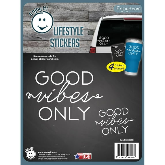 Enjoy It Lifestyle Stickers, Good Vibes Only, 4 pack Car Decals ...