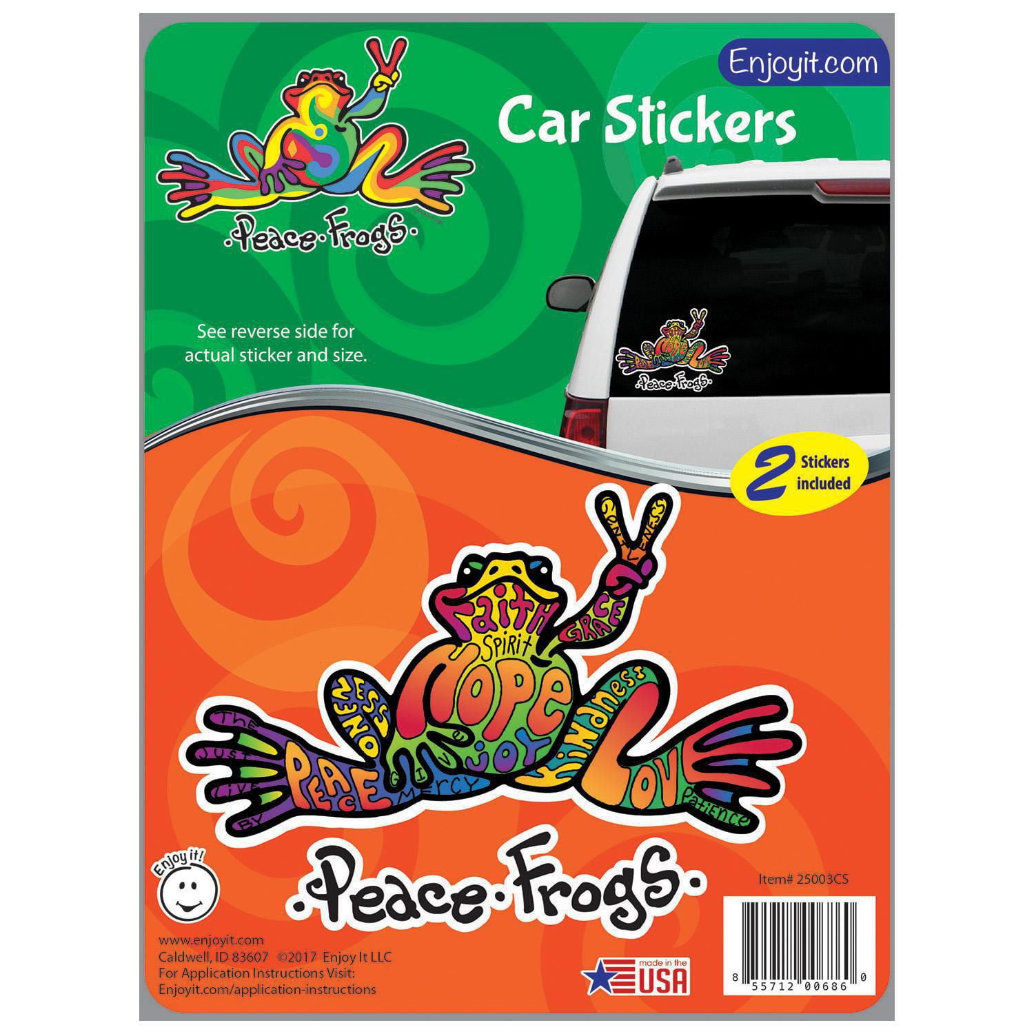Enjoy It! Peace Frogs Durable Multi-Color Car Decals, 2 Weather ...