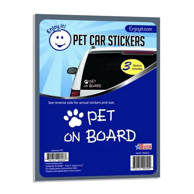 Enjoy It! Pet on Board Car Sticker, Outdoor Rated Vinyl Sticker Decals ...