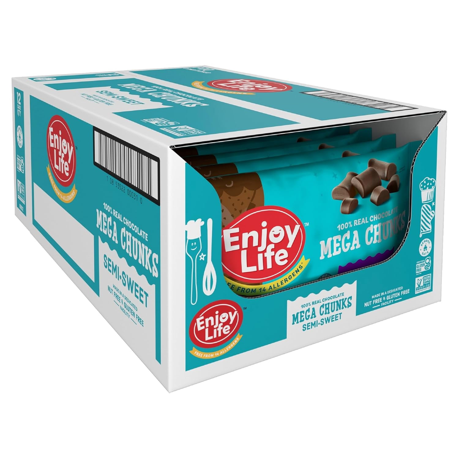 Enjoy Life Baking Chocolate Semi-Sweet Mega Chunks, Dairy Free ...