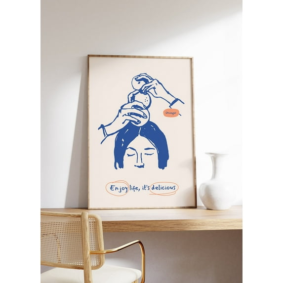 Enjoy Life It'S Delicious Print, Orange Fruits Print, Kitchen Wall Art ...