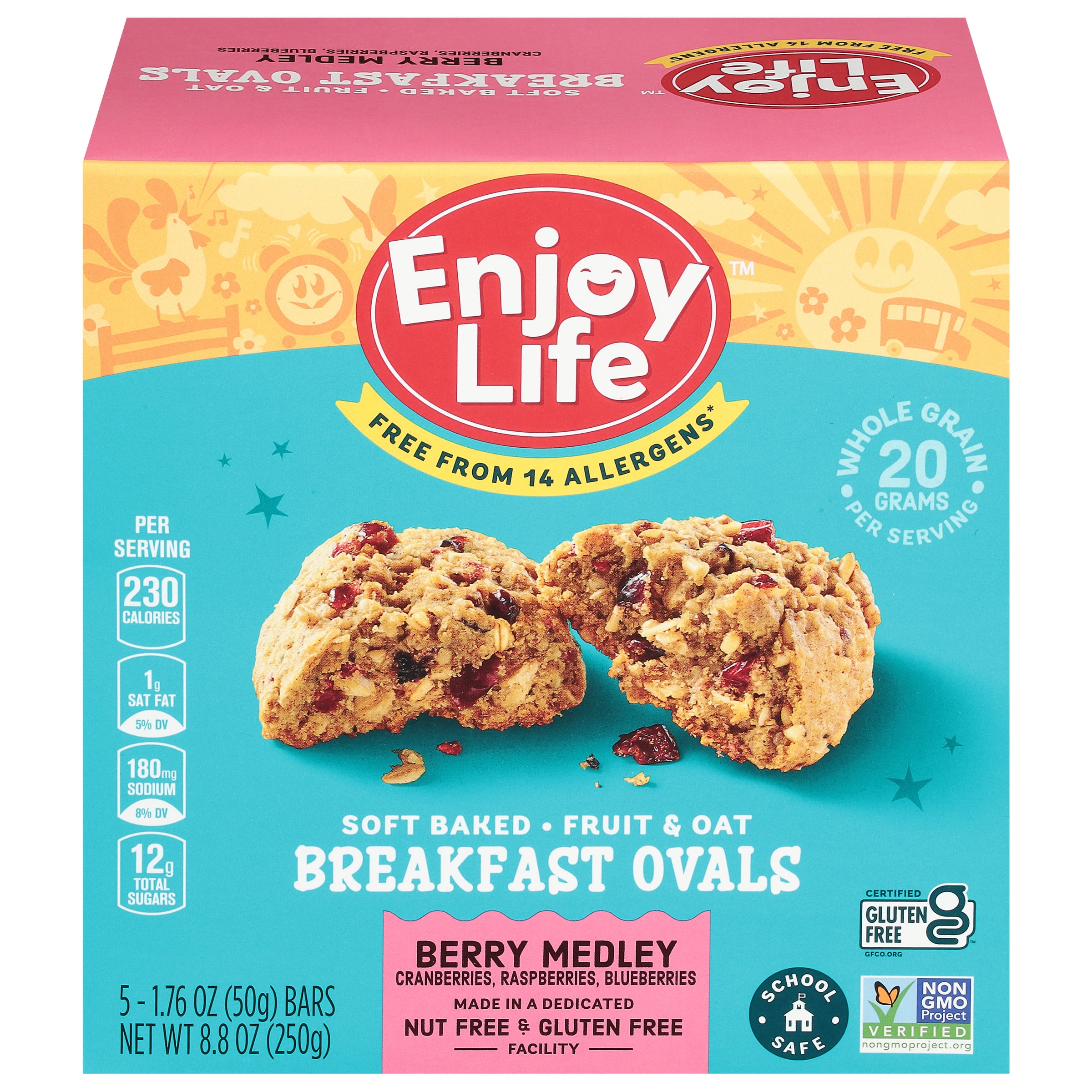 Enjoy Life Soft Baked Berry Medley Ovals Breakfast Bars, 5 Bars ...