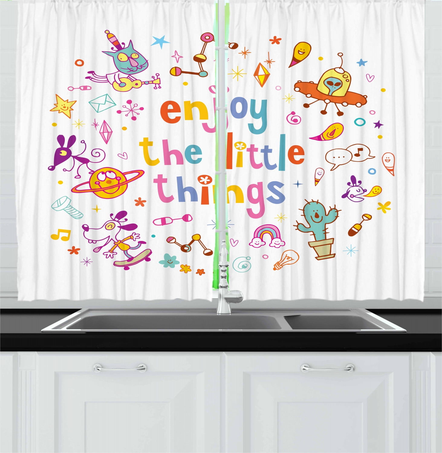 Enjoy the Little Things Curtains 2 Panels Set, Nursery Theme Whacky ...