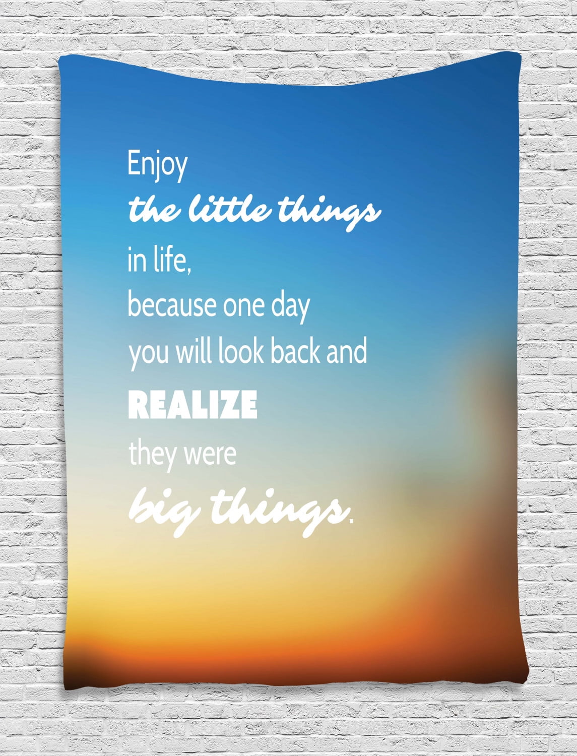 Enjoy the Little Things Tapestry, Inspirational Slogan on Future on ...