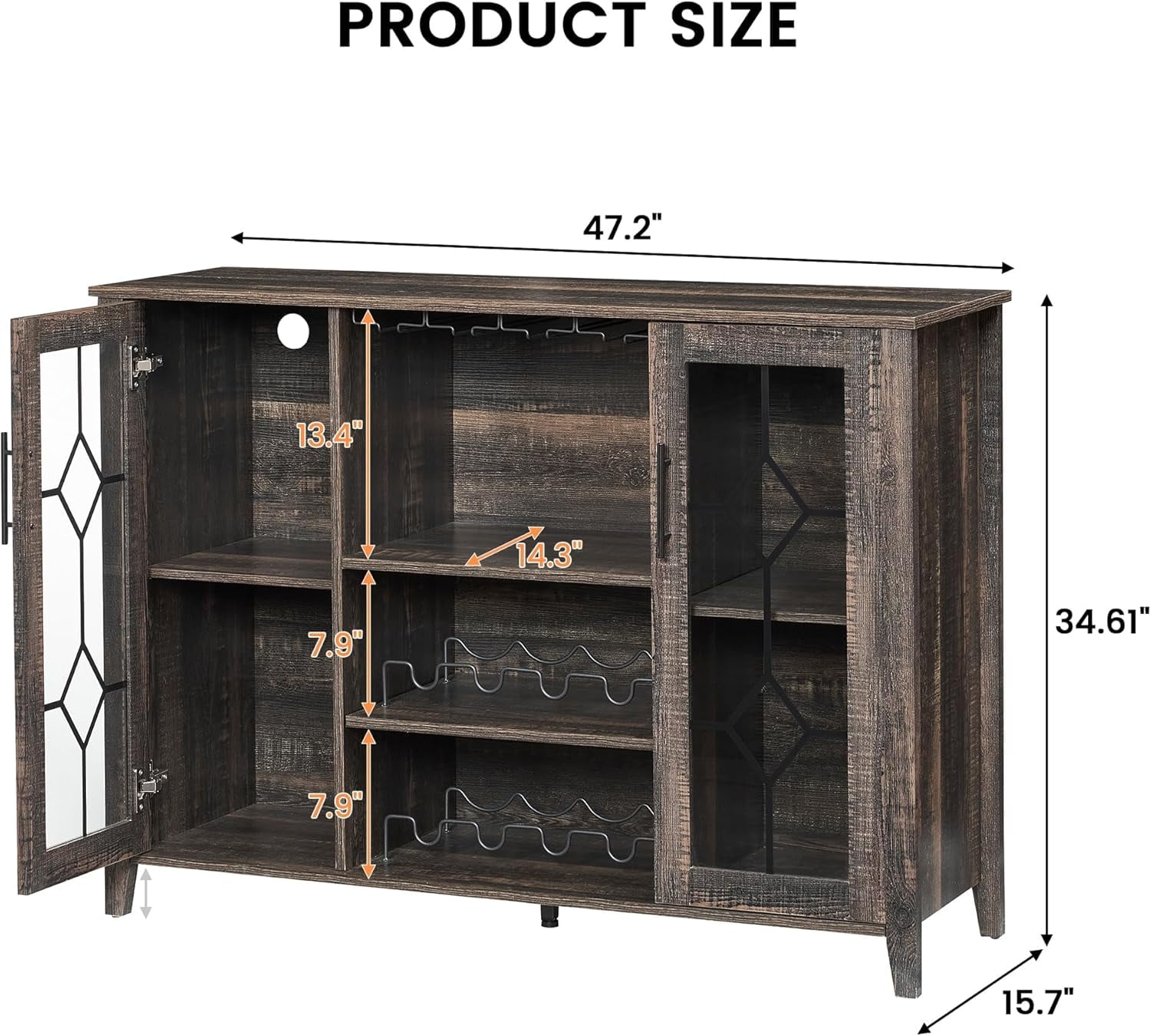 Enjoy Savings 47.2-Inch Rustic Oak Wine Bar Cabinet with LED Lights ...